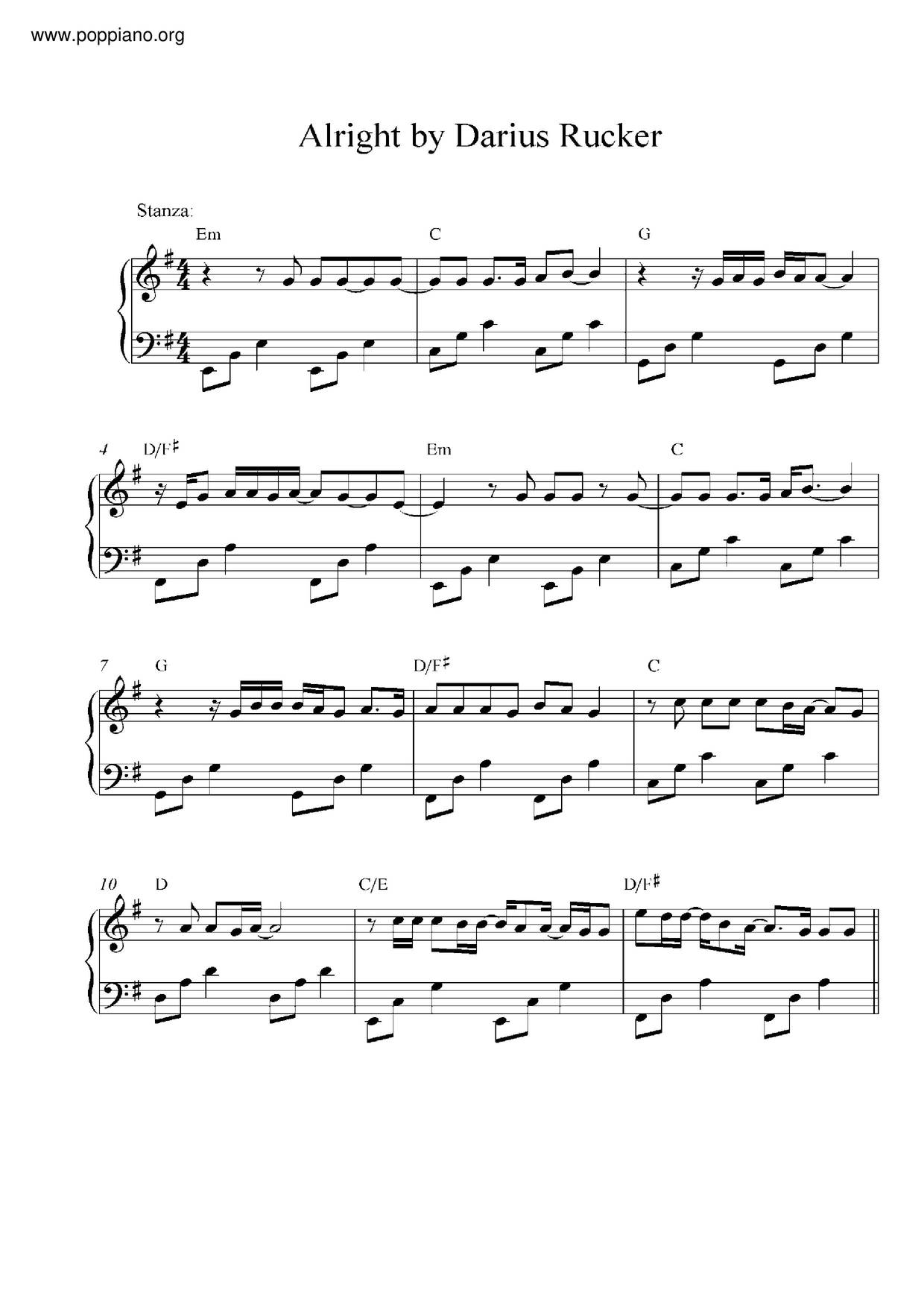 Darius Rucker-Alright Sheet Music pdf, - Free Score Download ★