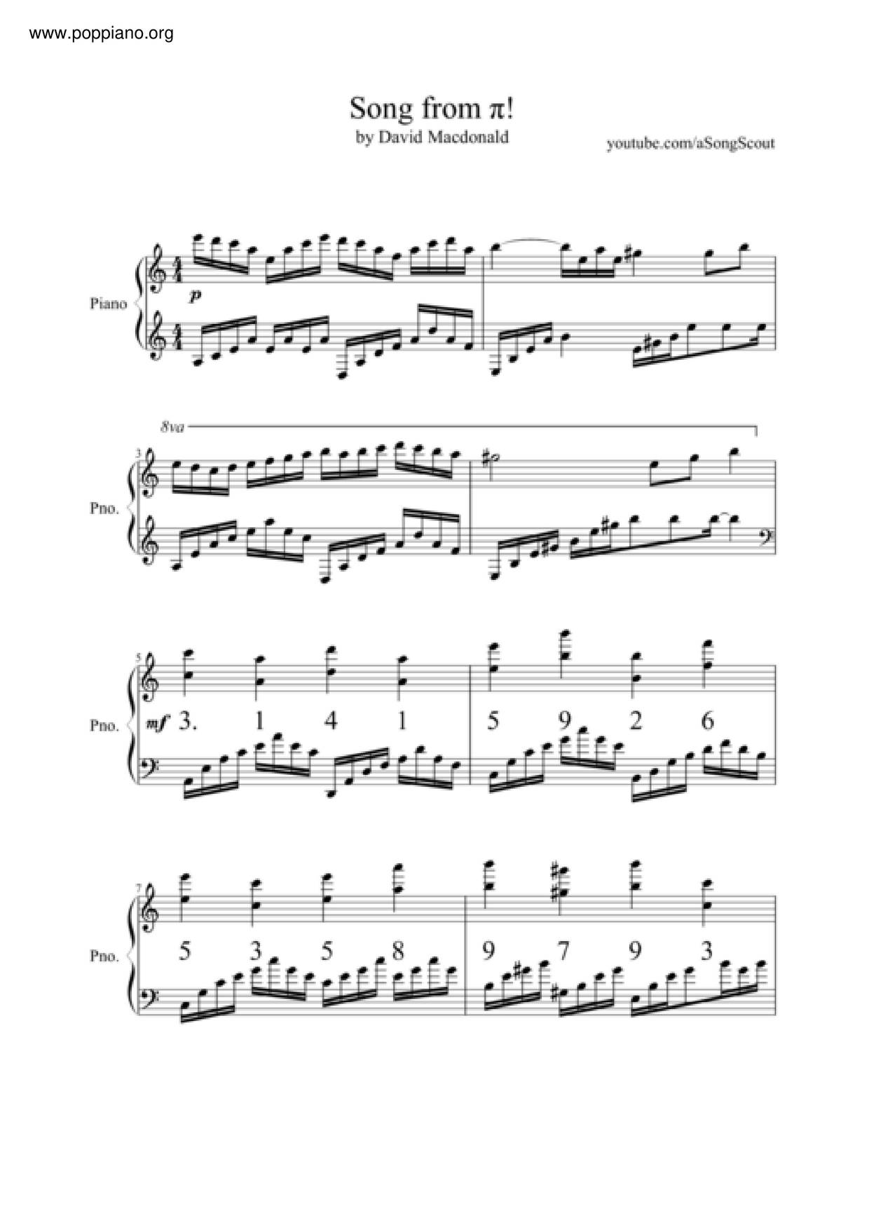 David Macdonald-Song From Pi Sheet Music pdf, - Free Score Download ★