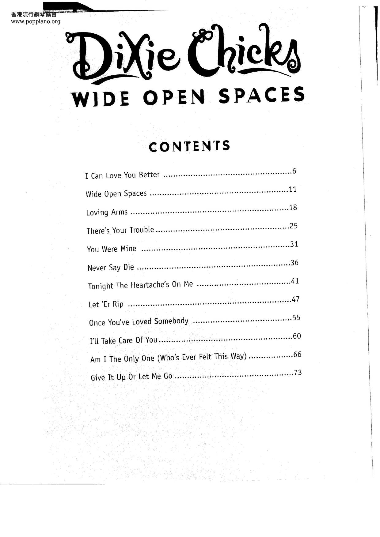 Dixie Chicks-Wide Open Spaces Book 77 Pages 琴譜pdf-香港流行鋼琴協會琴譜下載 ★