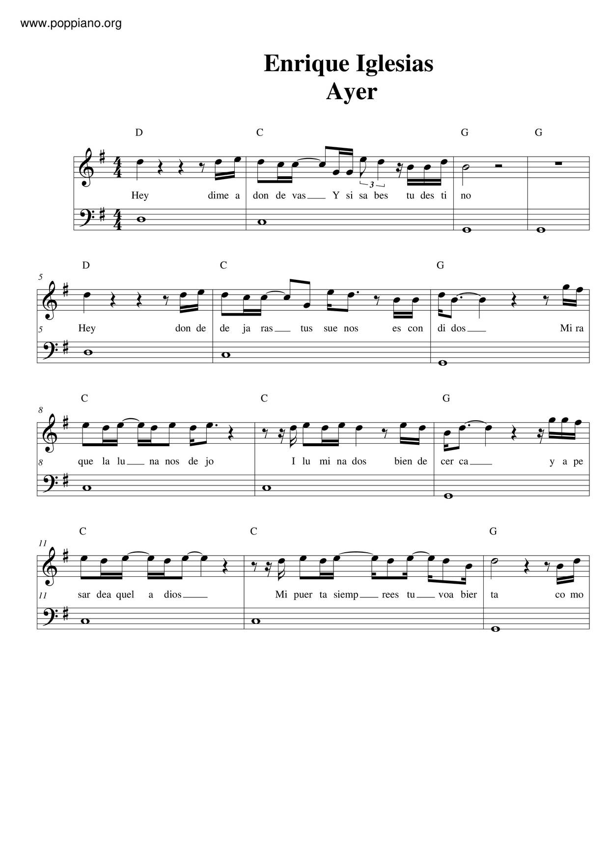 Enrique Iglesias Ayer Sheet Music Pdf Free Score Download enrique-iglesias-ayer-sheet-music-pdf-free-score-download