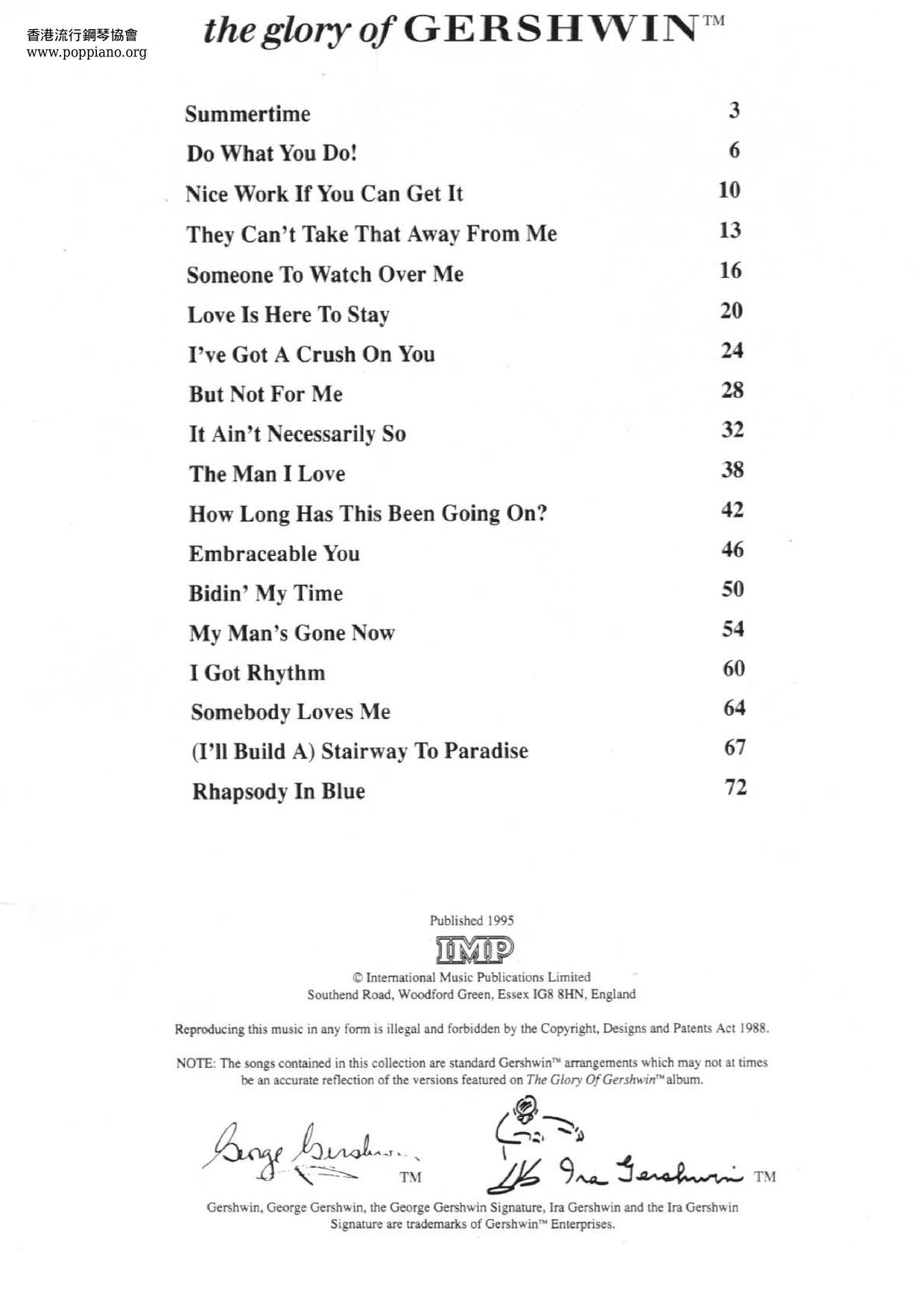 George Gershwin-The Glory Of Gershwin Book 78 Pages Sheet Music pdf ...