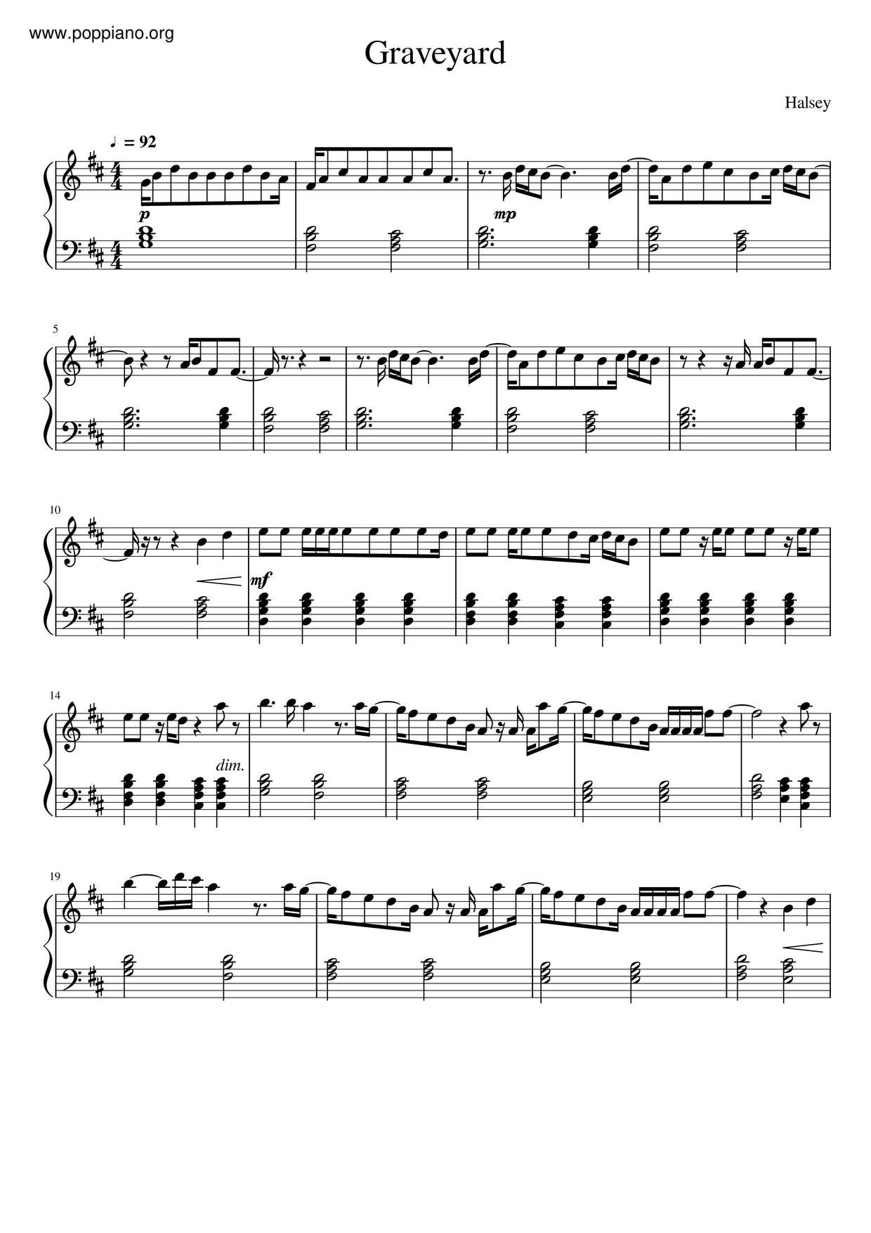 Halsey-Graveyard Sheet Music pdf, - Free Score Download ★
