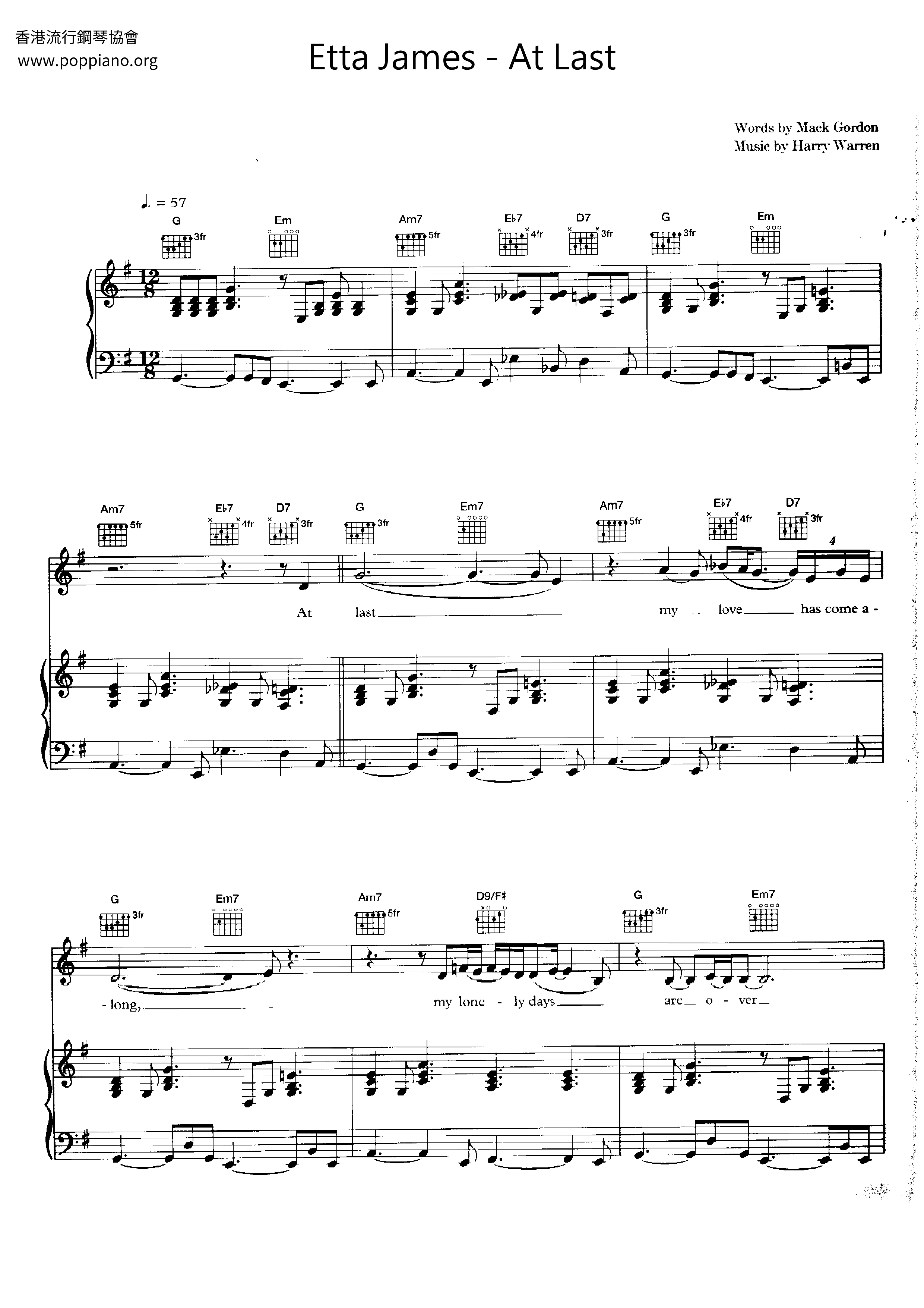 At LastAll Versions - Sheet Music / Piano Score Free PDF Download - HK ...