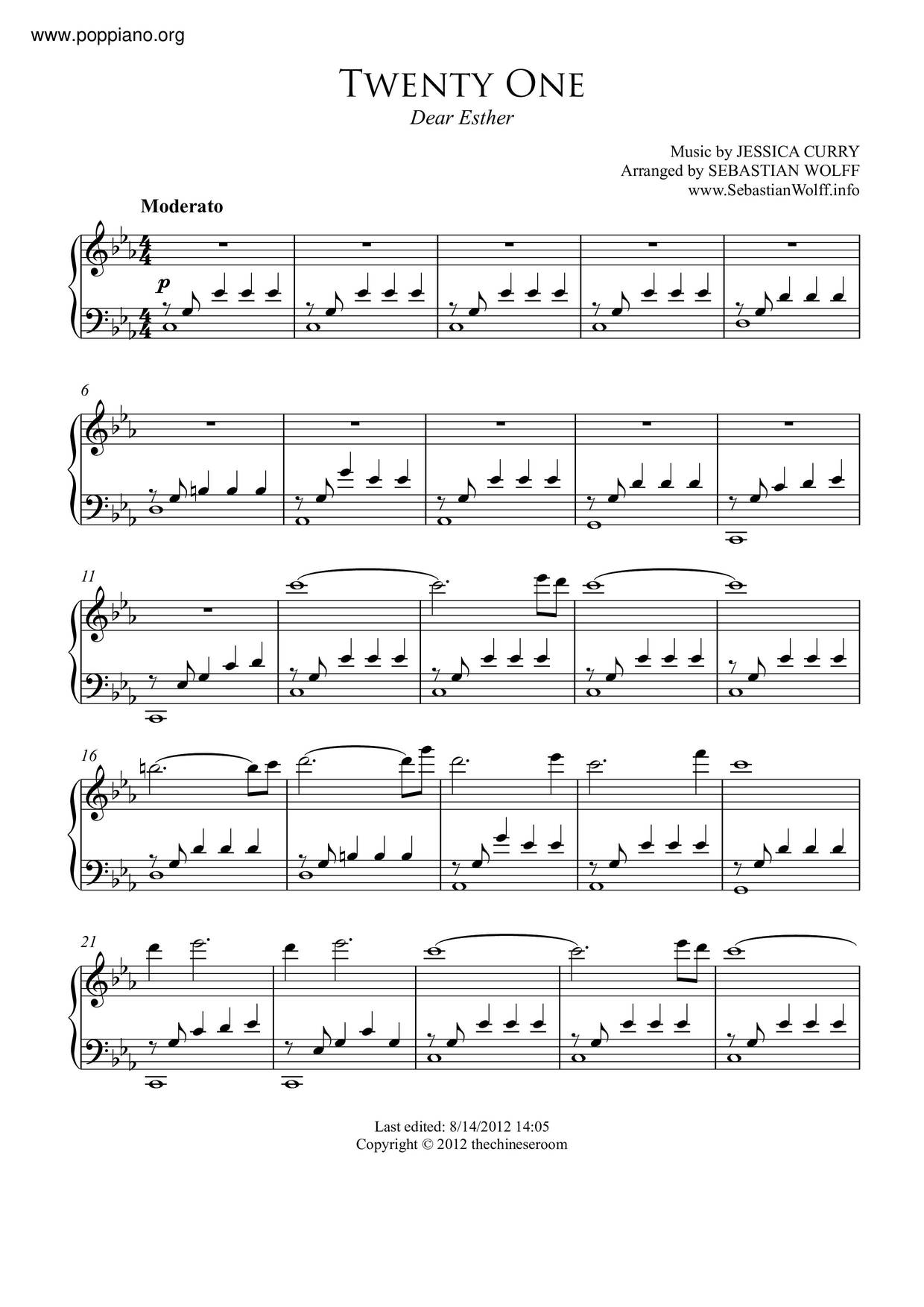 Jessica Curry-Twenty One Sheet Music pdf, - Free Score Download ★