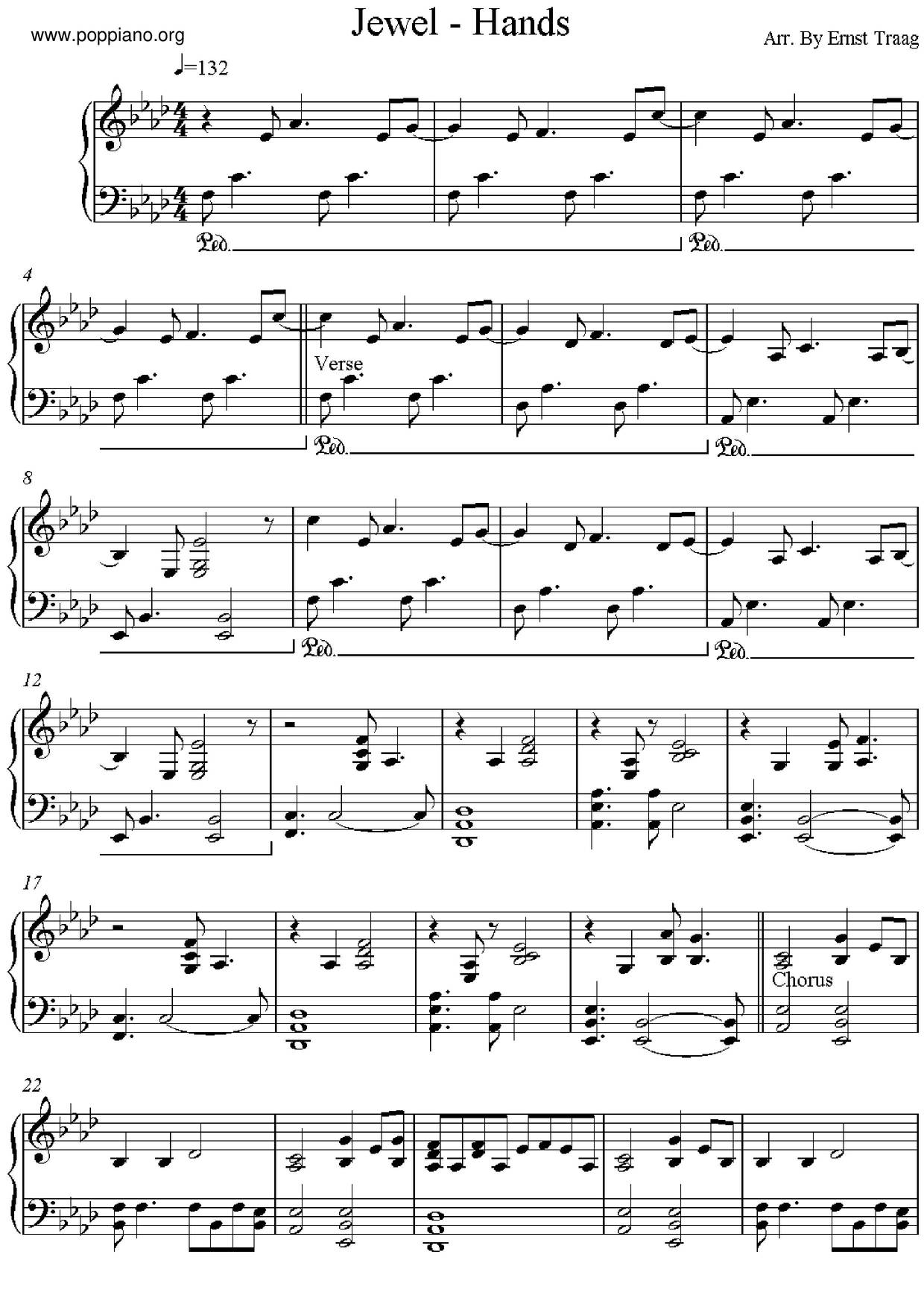Jewel-Hands Sheet Music pdf, - Free Score Download ★