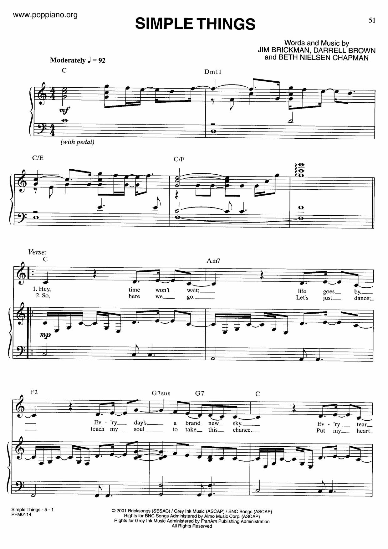 Jim Brickman-Simple Things Sheet Music pdf, - Free Score Download ★