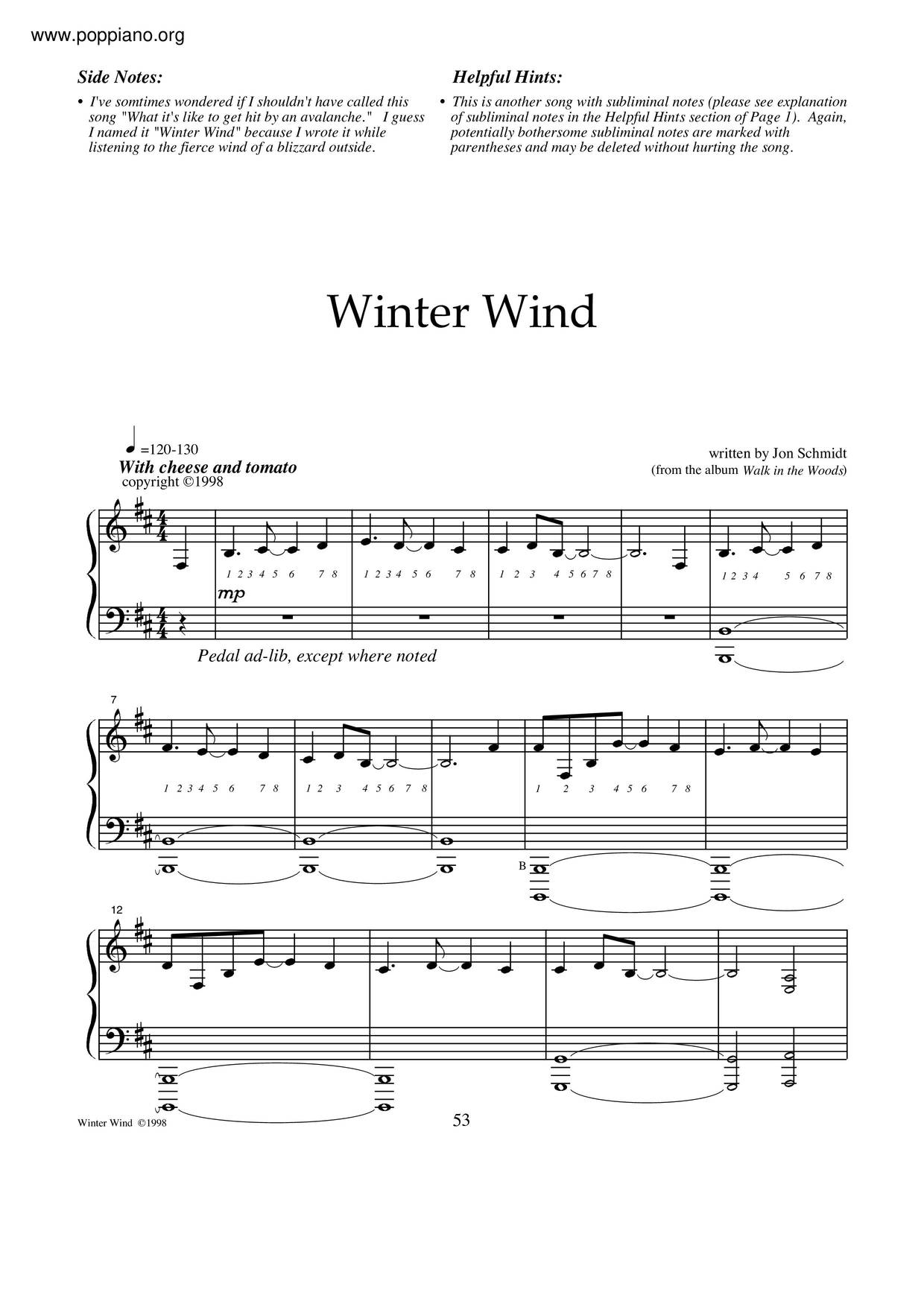 Jon Schmidt-Winter Wind Sheet Music pdf, - Free Score Download ★
