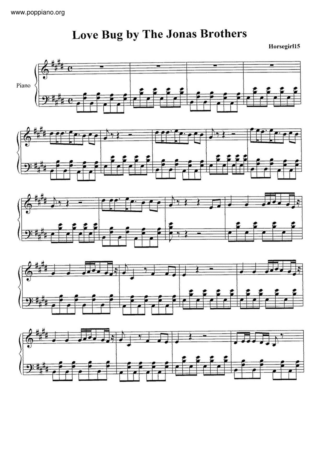 Jonas Brothers-Lovebug Sheet Music pdf, - Free Score Download ★