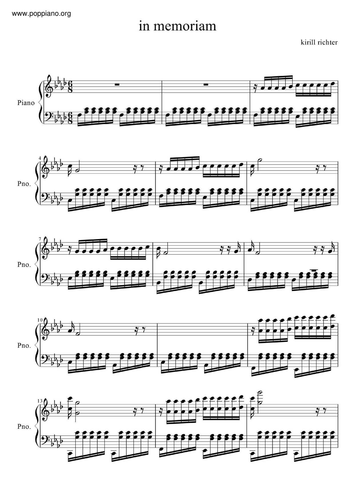 Kirill Richter-In Memoriam Sheet Music pdf, - Free Score Download ★