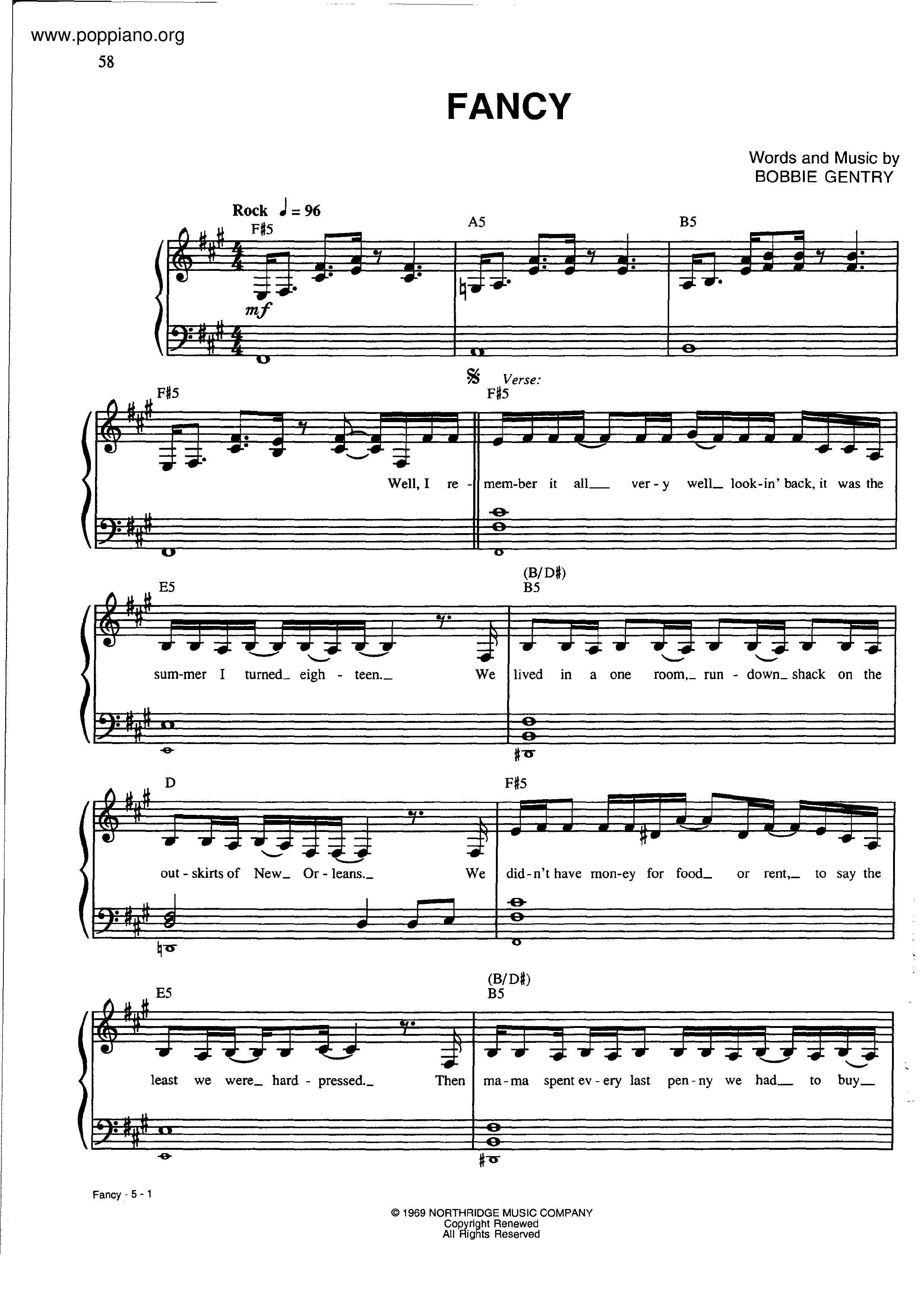 Reba McEntire-Fancy Sheet Music pdf, - Free Score Download ★