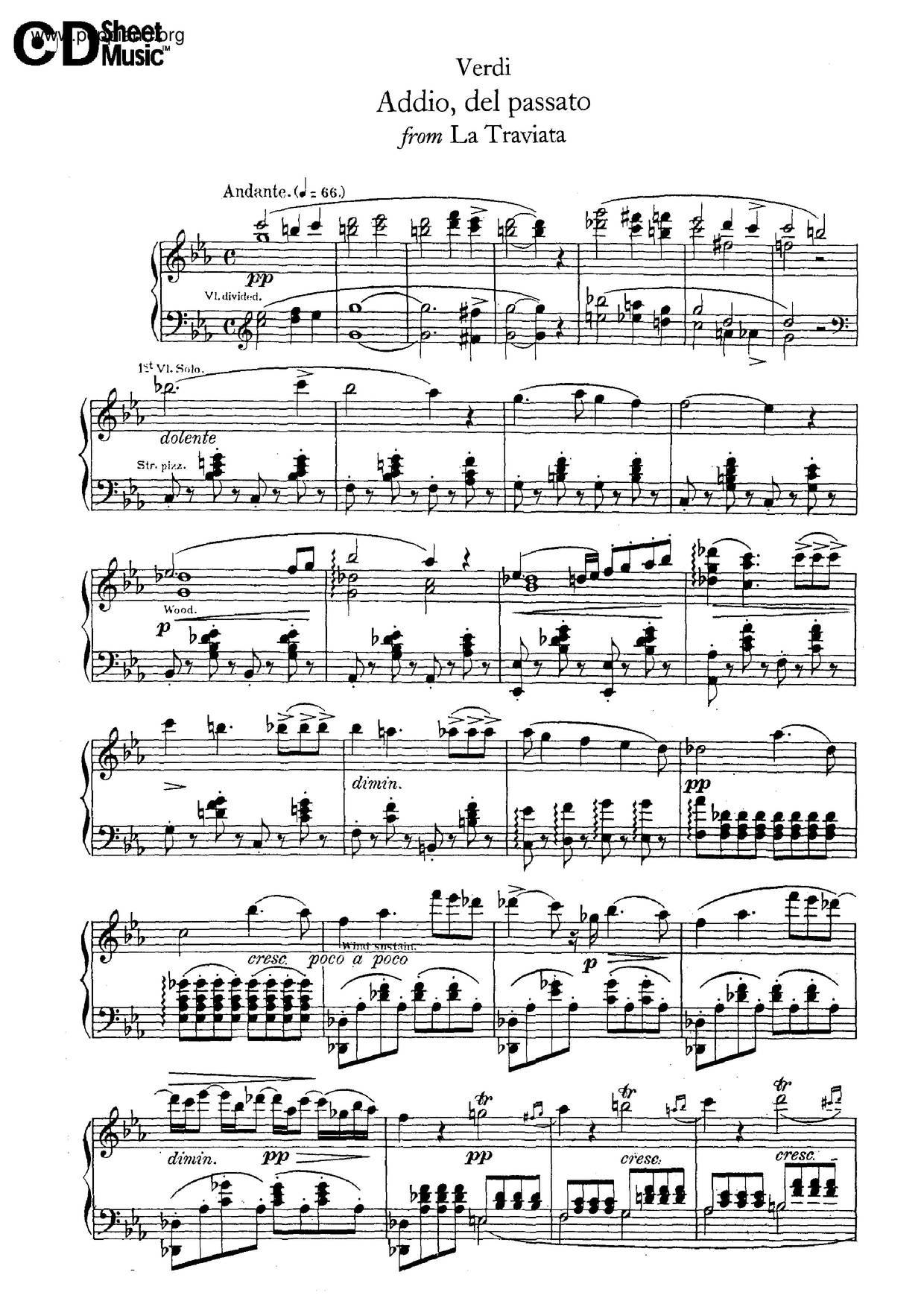 Lara Fabian-Addio Del Passato 琴譜pdf-香港流行鋼琴協會琴譜下載 ★