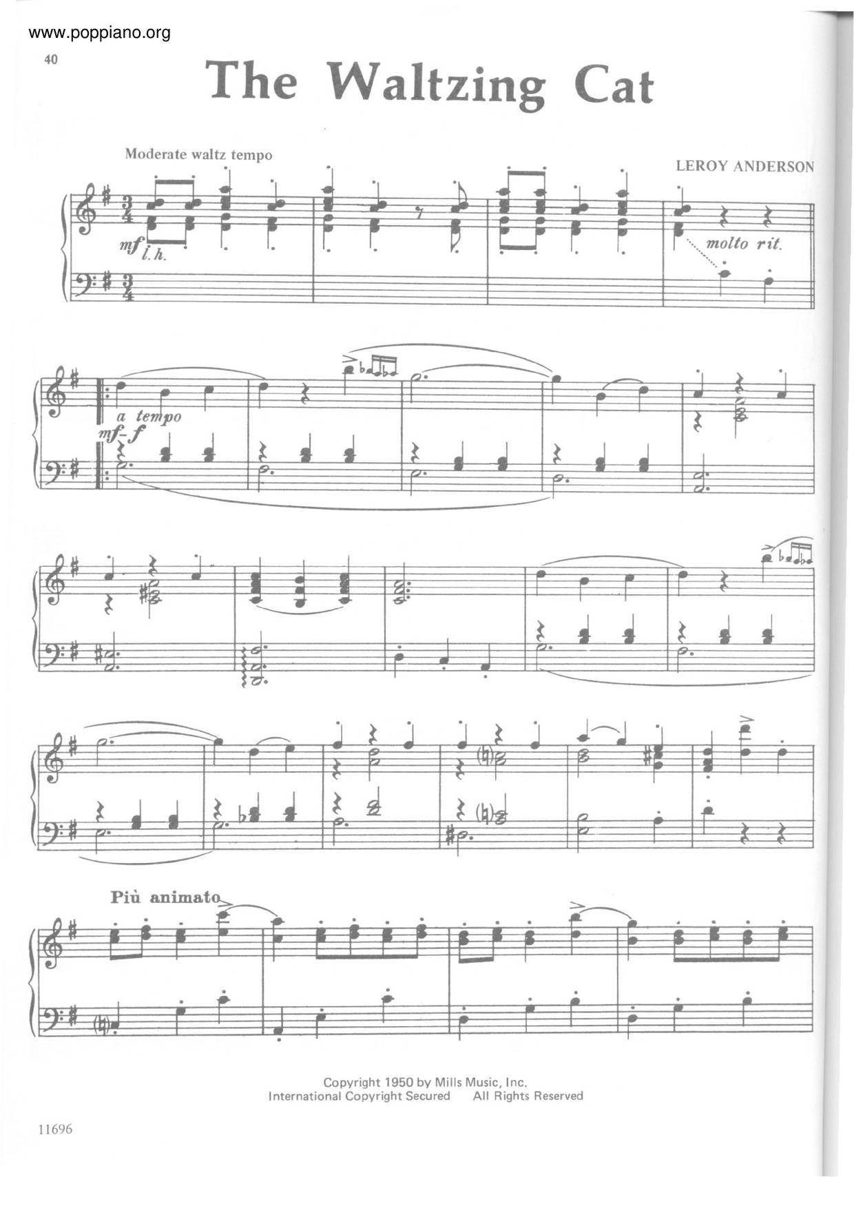 Leroy Anderson-The Waltzing Cat Sheet Music pdf, - Free Score Download ★