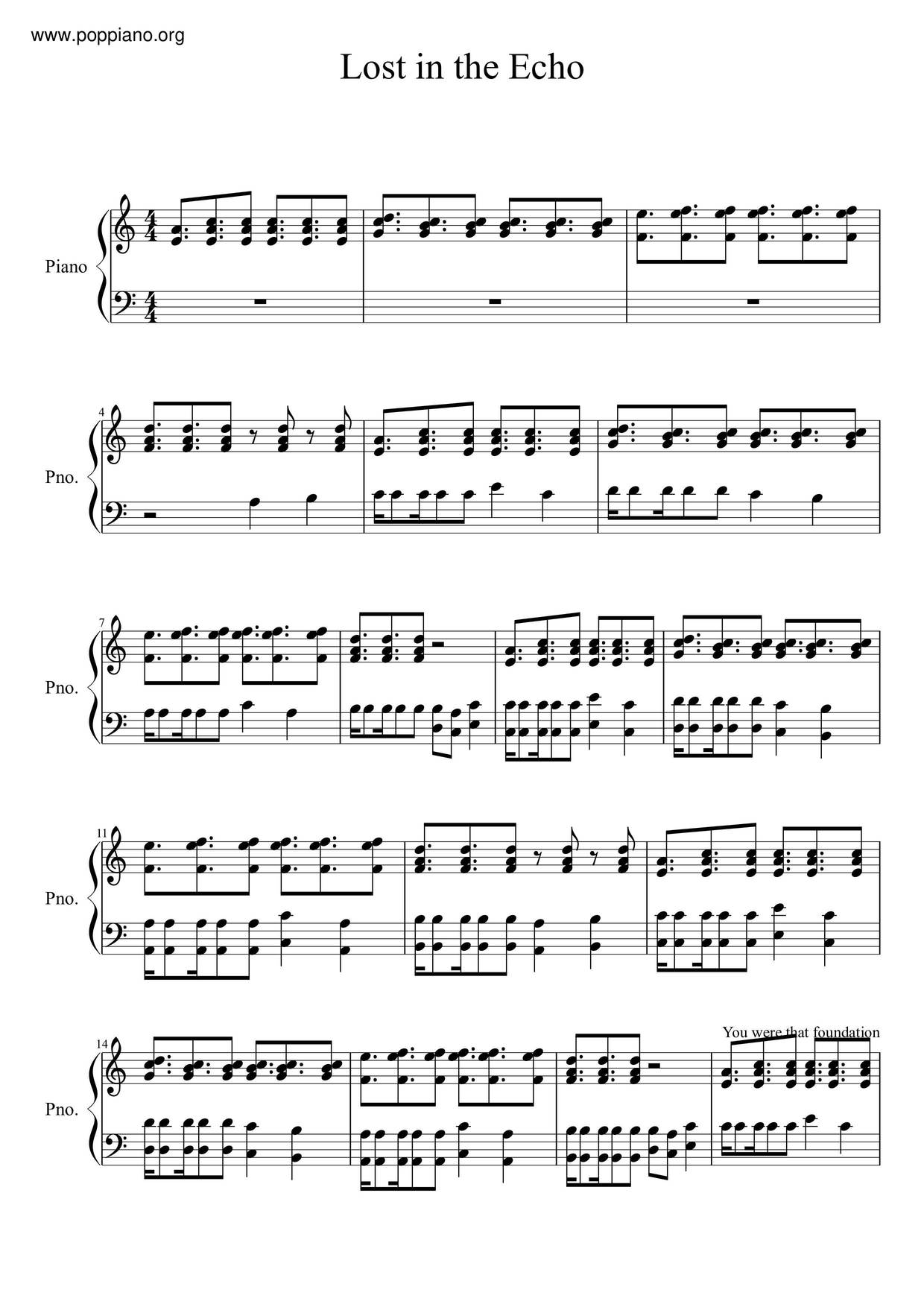 Linkin Park-Lost In The Echo Sheet Music pdf, - Free Score Download ★