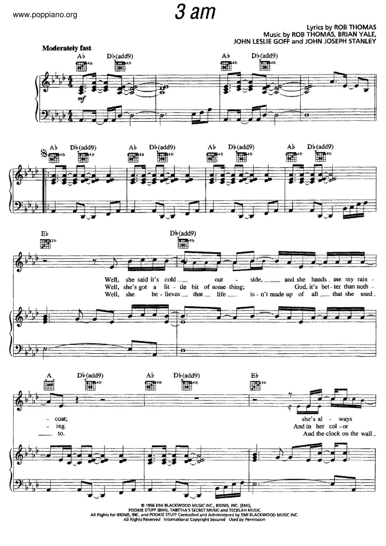 Matchbox Twenty-3 Am Sheet Music pdf, - Free Score Download ★