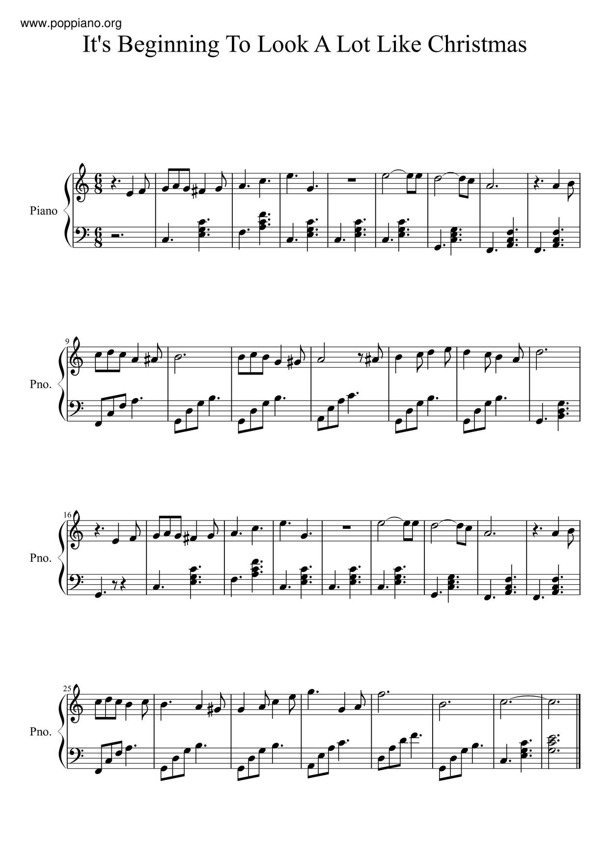 ★Meredith Willson - It's Beginning To Look A Lot Like Christmas ピアノ譜pdf- 香港ポップピアノ協会 無料PDF楽譜 ...