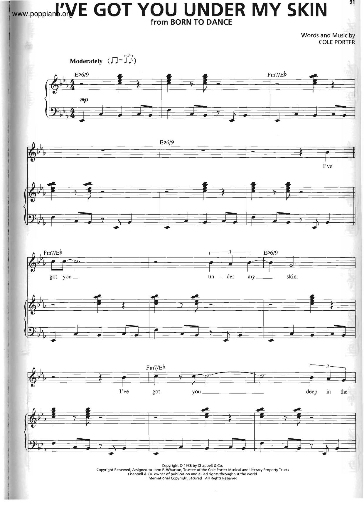 I've Got You Under My Skin | Sheet Music | Piano Score Free PDF ... I've Got You Under My Skin | Sheet Music | Piano Score Free PDF ...