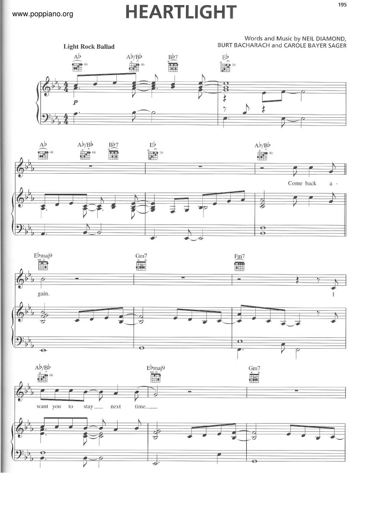 Neil Diamond-Heartlight Sheet Music pdf, - Free Score Download ★