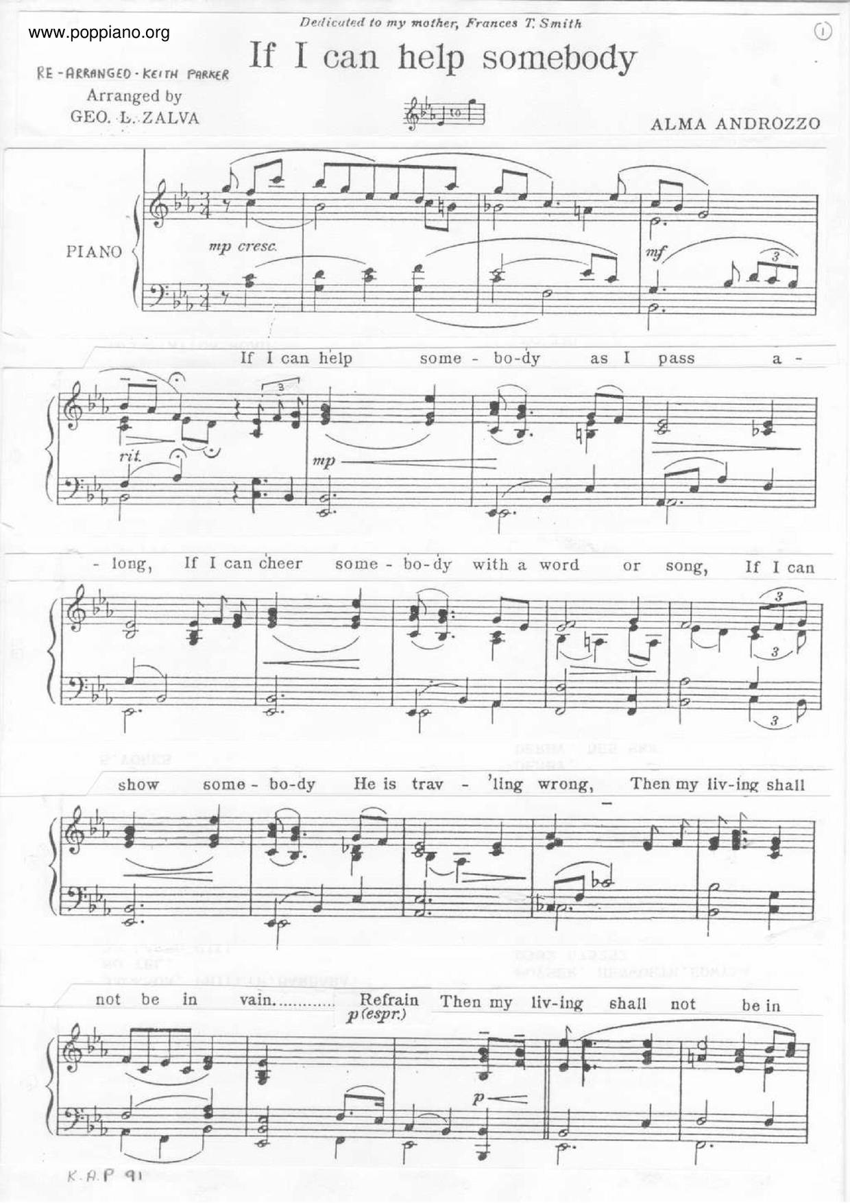 Hymn-If I Can Help Somebody Sheet Music pdf, - Free Score Download ★