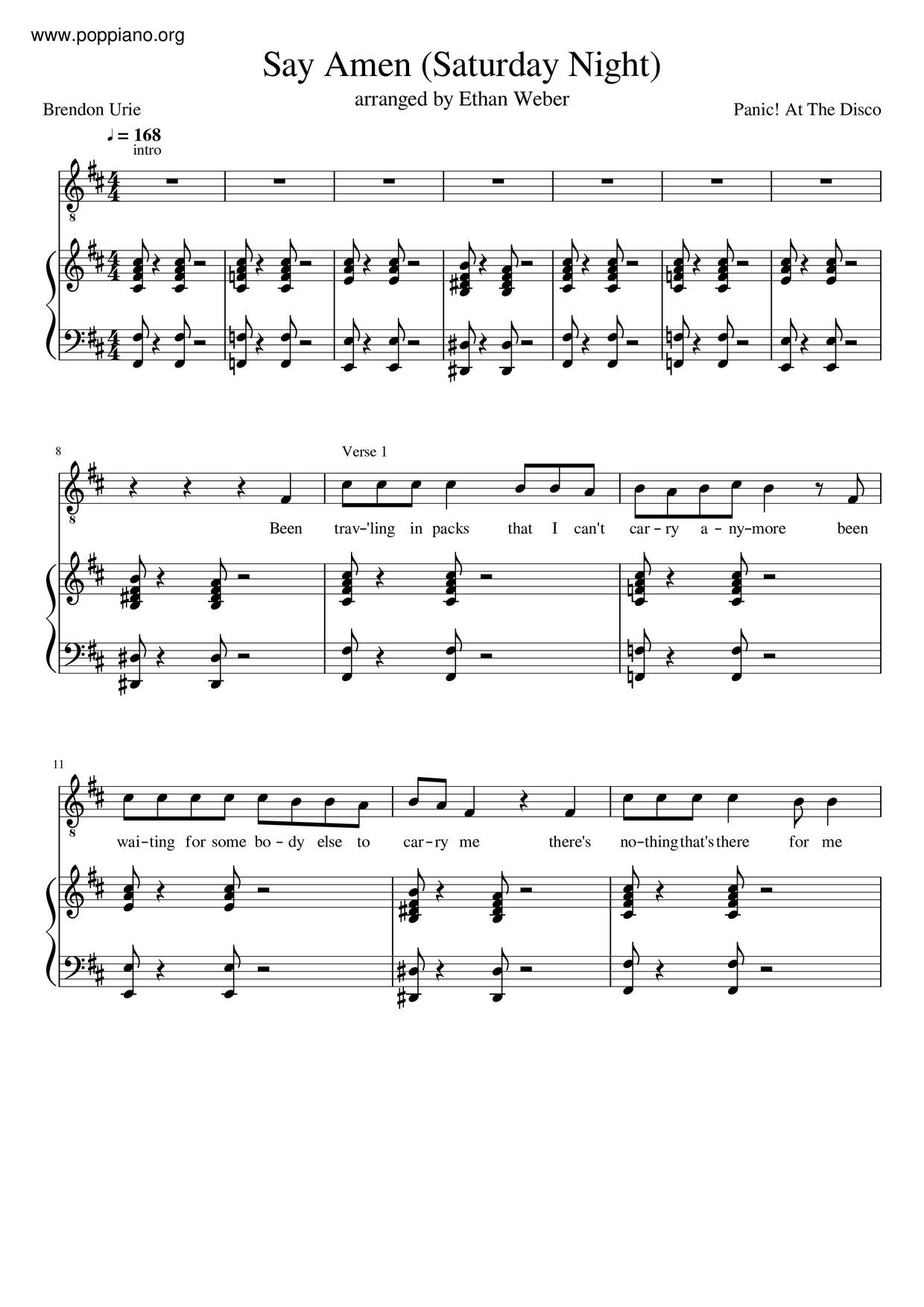 Panic At The Disco Say Amen 琴譜pdf 香港流行鋼琴協會琴譜下載 ★