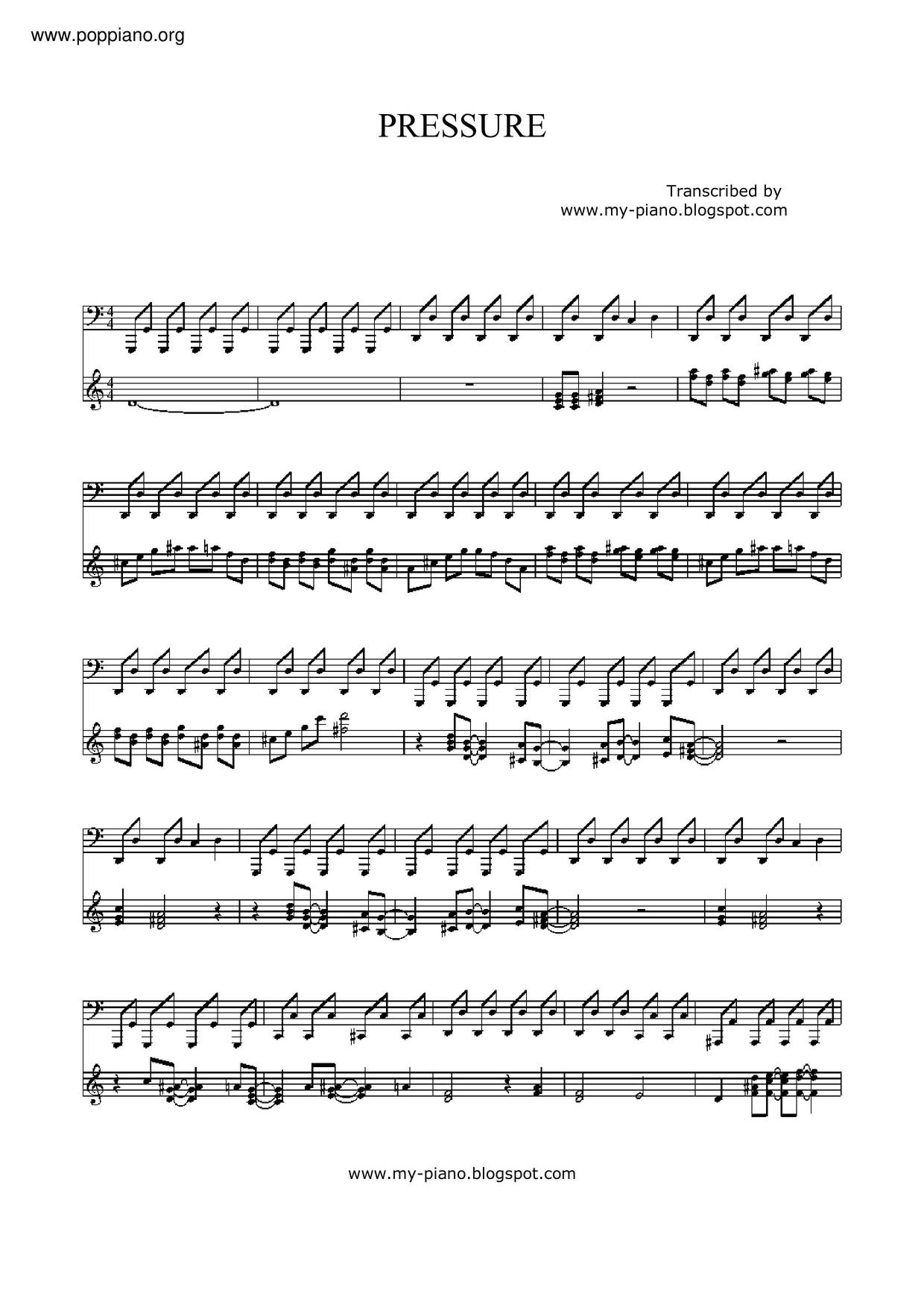 ★Paramore - Pressure ピアノ譜pdf- 香港ポップピアノ協会 無料PDF楽譜ダウンロード gakufu