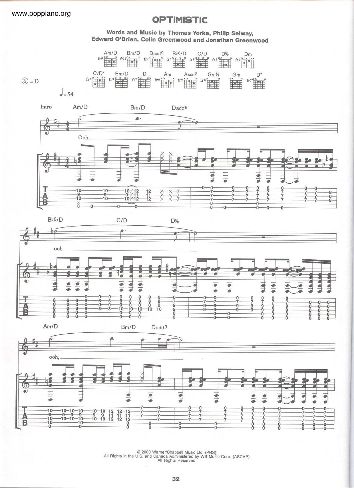 Radiohead-Optimistic Sheet Music pdf, - Free Score Download ★