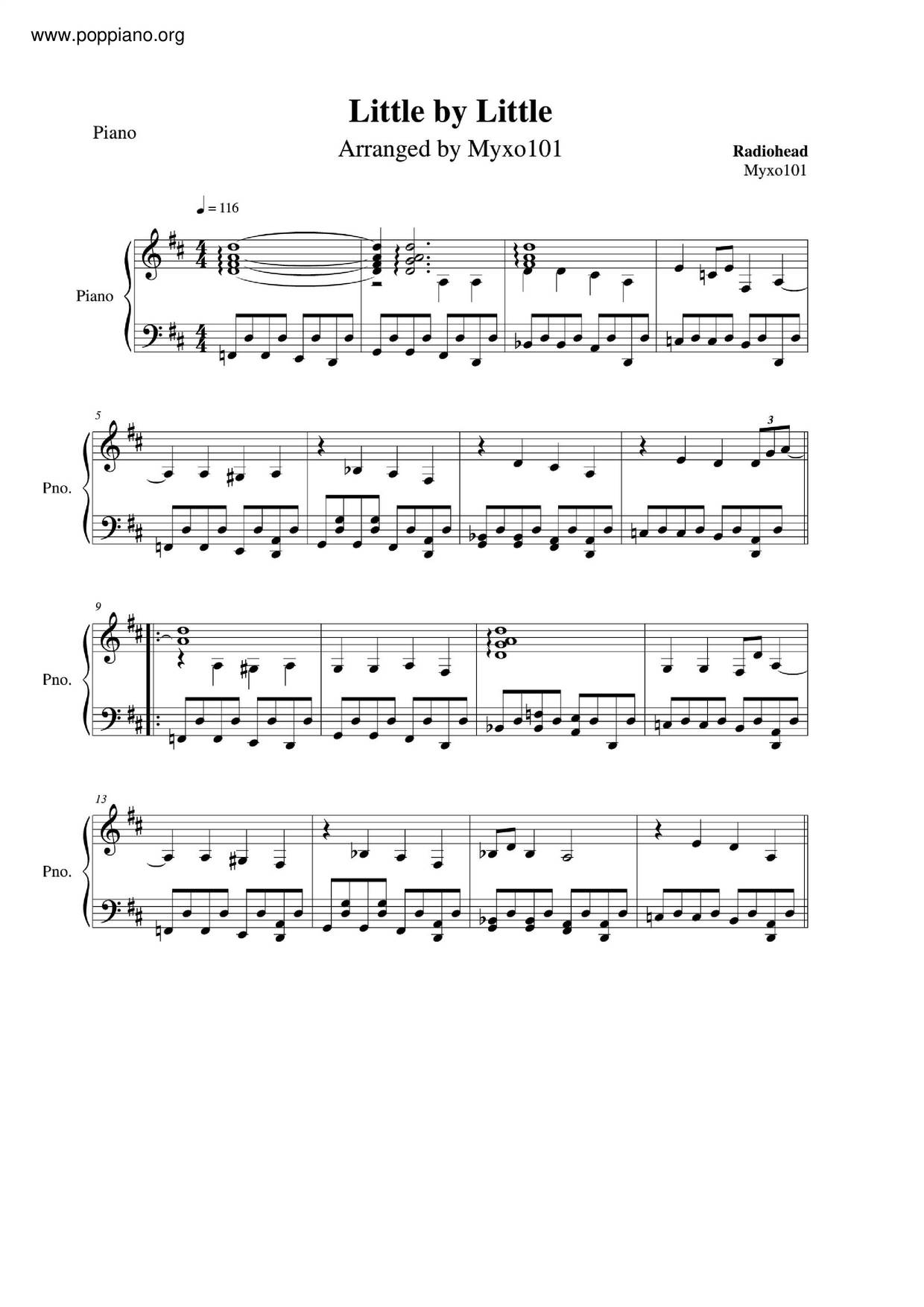 Little By Little- PDF琴譜免費下載 | 香港流行鋼琴協會 ★