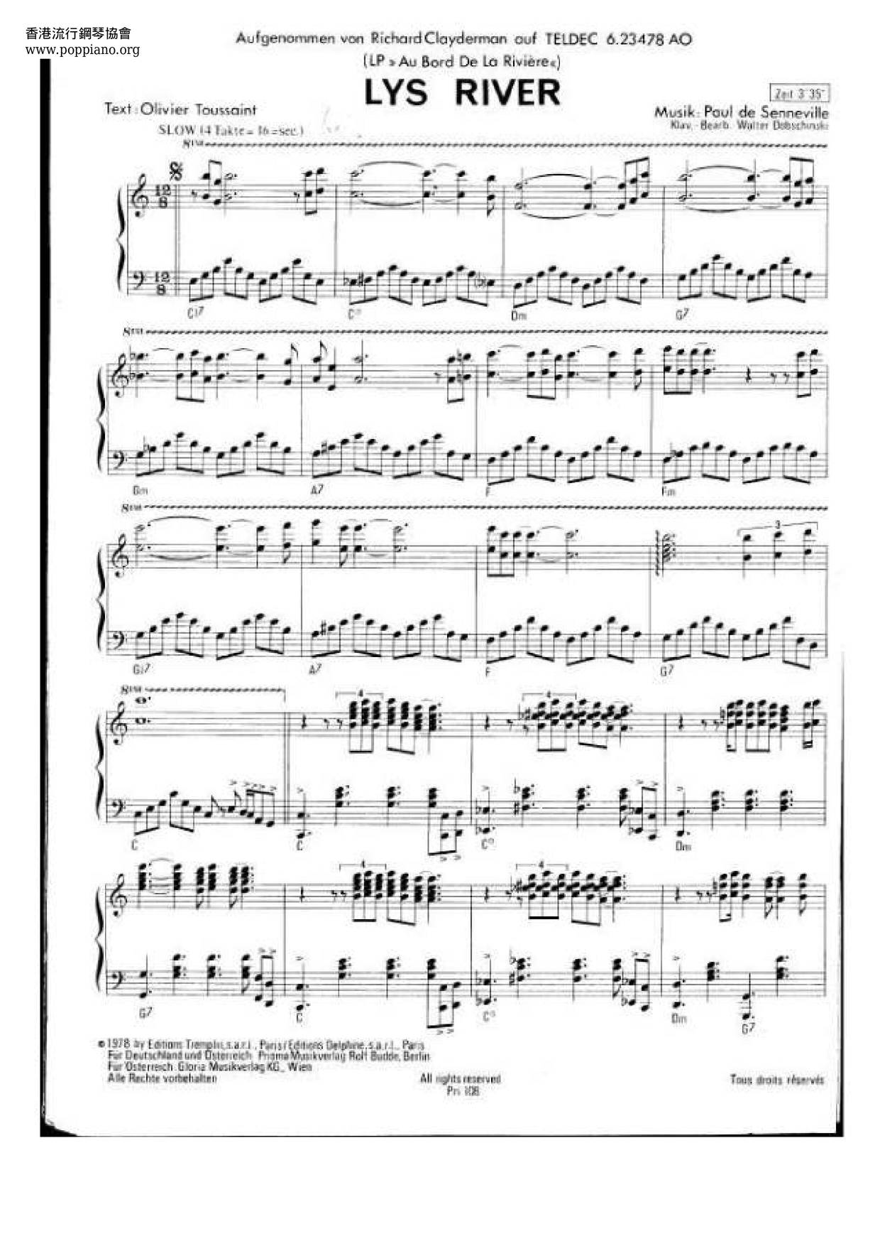 Richard Clayderman-Lys River Sheet Music pdf, (リチャード・クレイダーマン) - Free ...