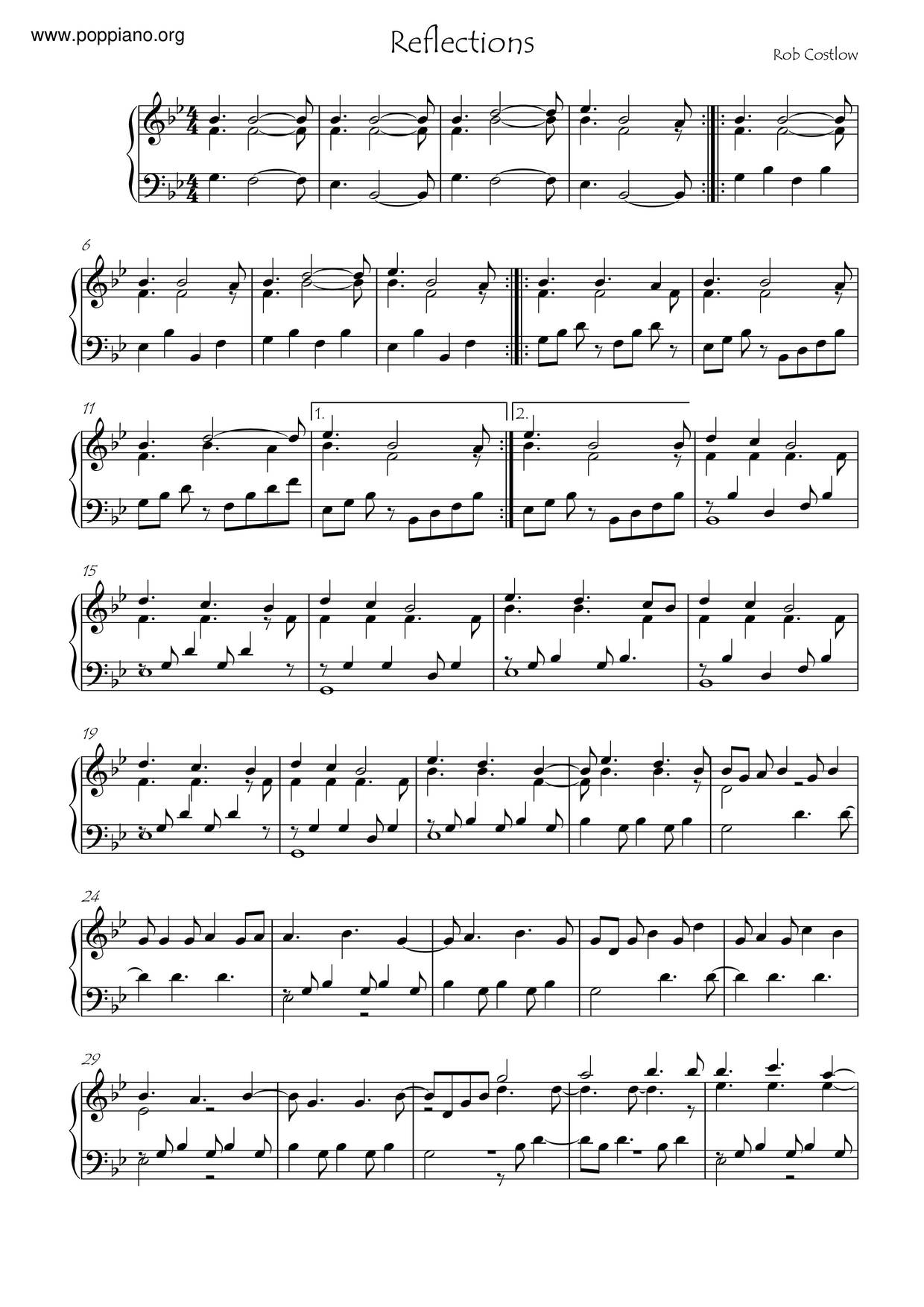 Rob Costlow-Reflections Sheet Music pdf, - Free Score Download ★