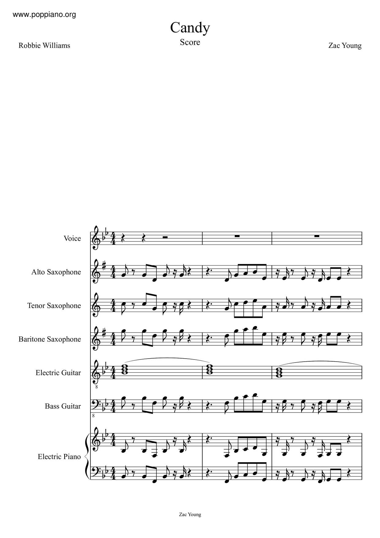 Robbie Williams-Candy Full Score pdf, - Free Score Download ★