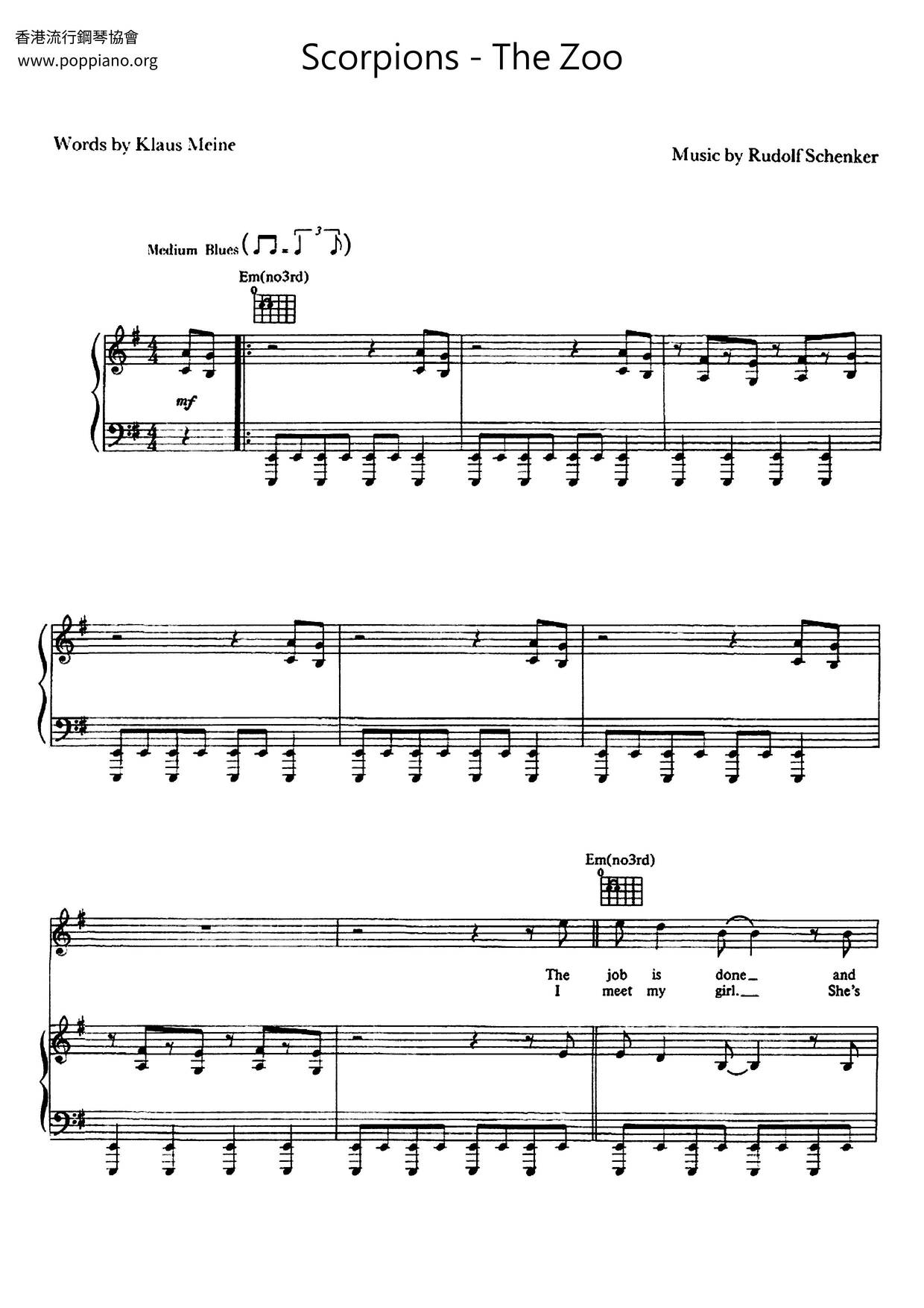 Scorpions-The Zoo Sheet Music pdf, - Free Score Download ★