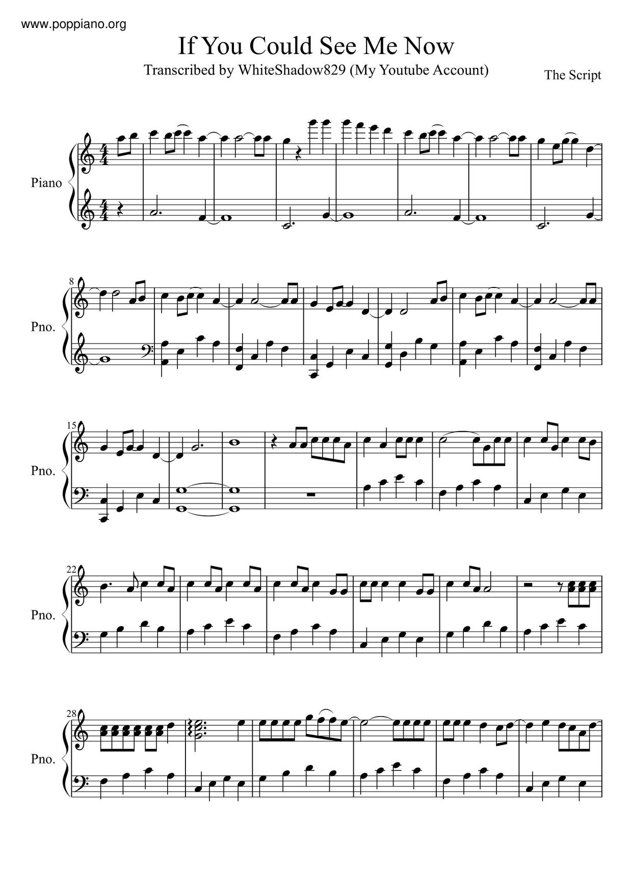 The Script-If You Could See Me Now Sheet Music pdf, - Free Score Download ★