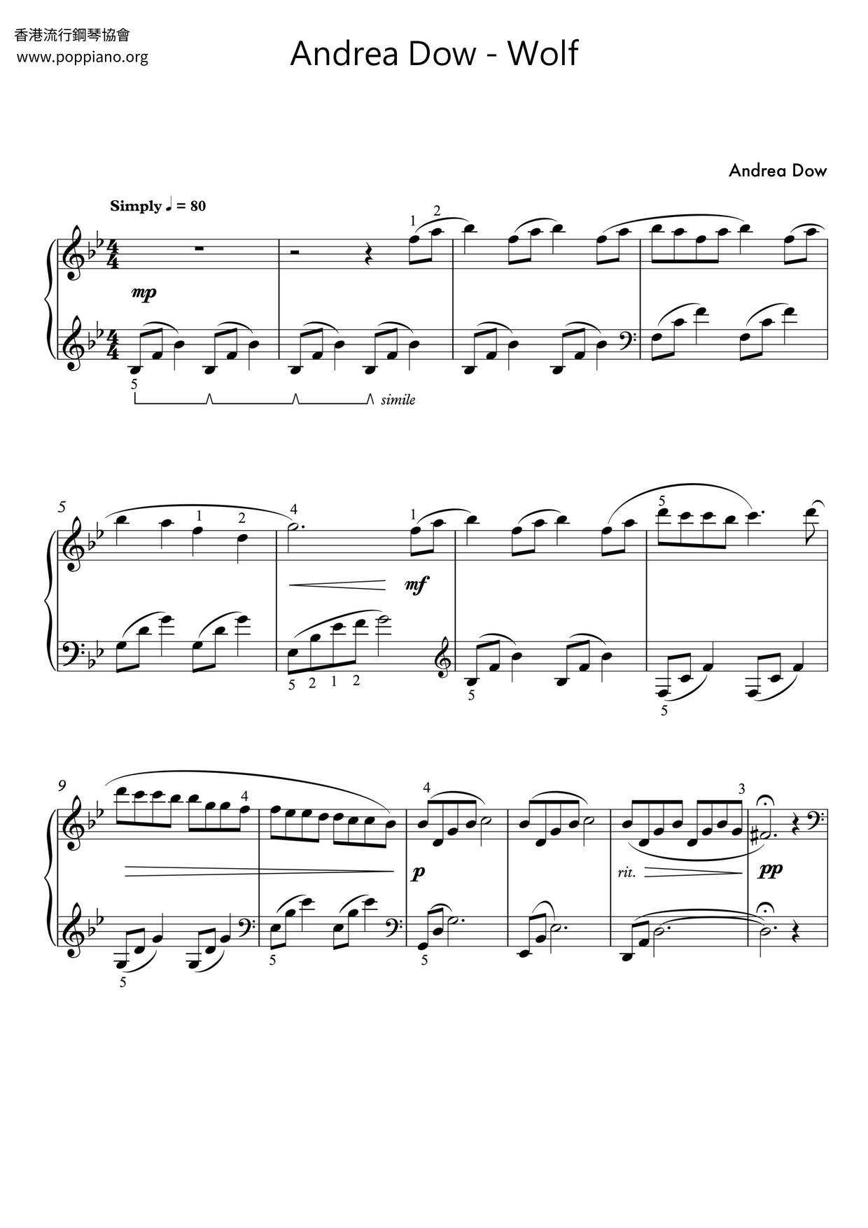Andrea Dow-Wolf Sheet Music pdf, - Free Score Download ★