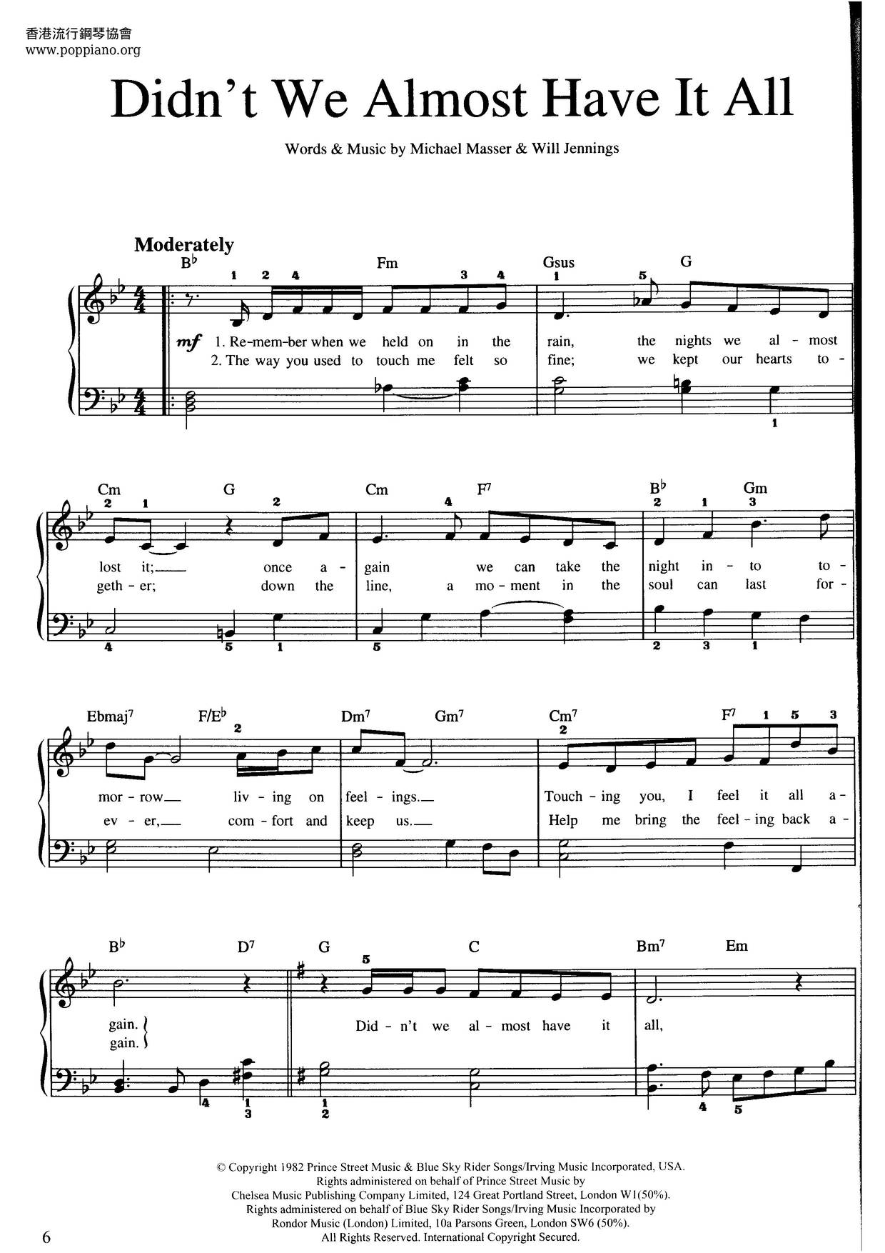 Whitney Houston-Didn't We Almost Have It All Sheet Music pdf, (ホイットニー ...