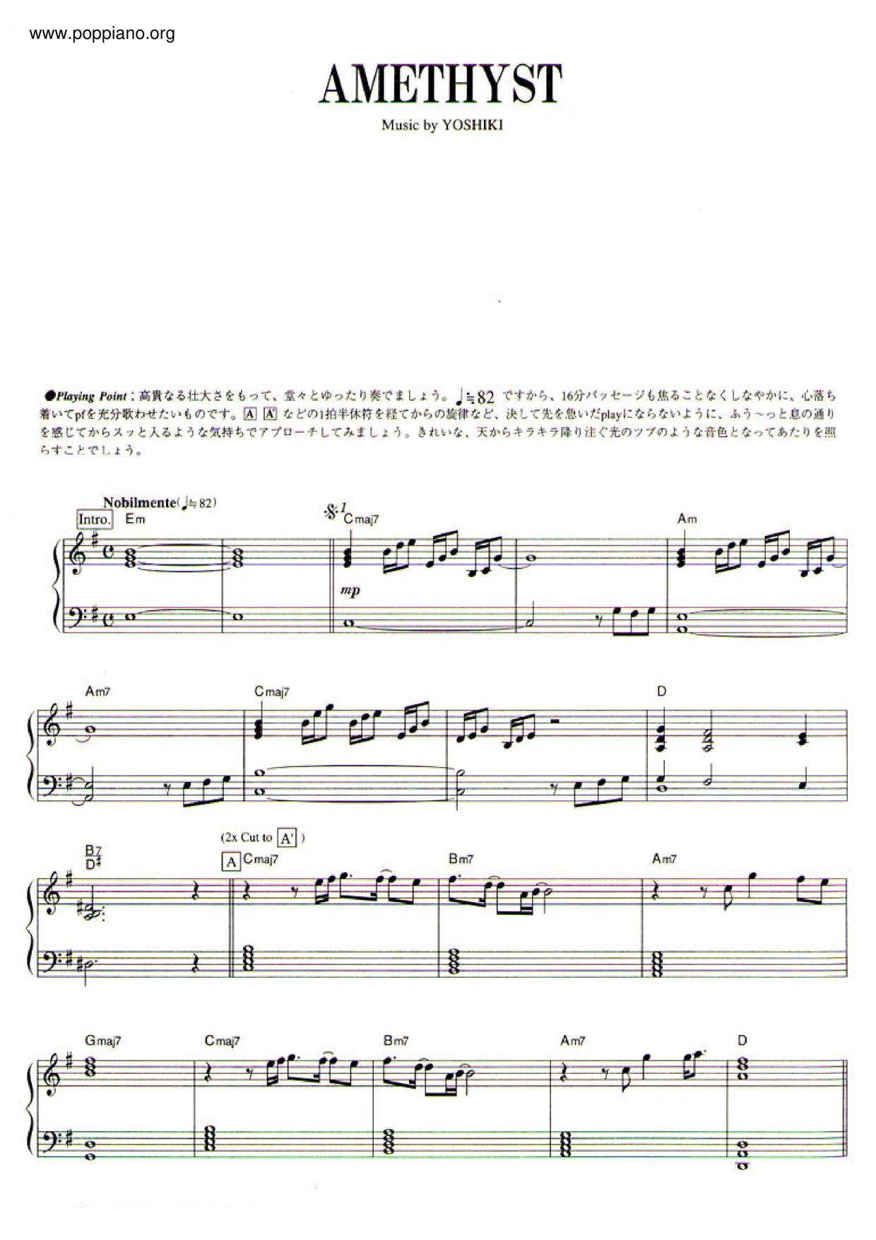 amethyst - Sheet Music / Piano Score Free PDF Download - HK Pop Piano ...