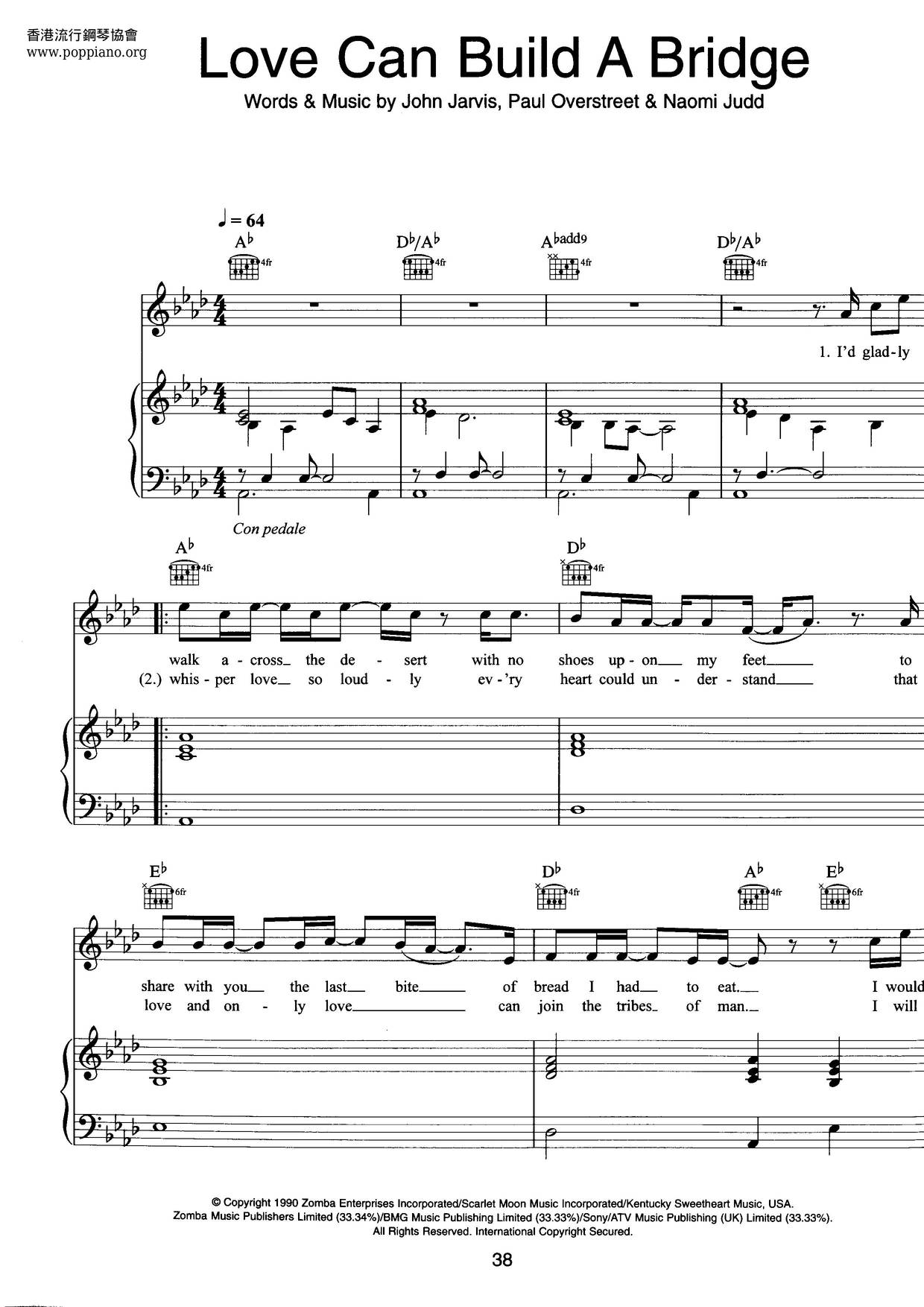 Westlife-Love Can Build A Bridge Sheet Music pdf, (ウエストライフ) - Free ...