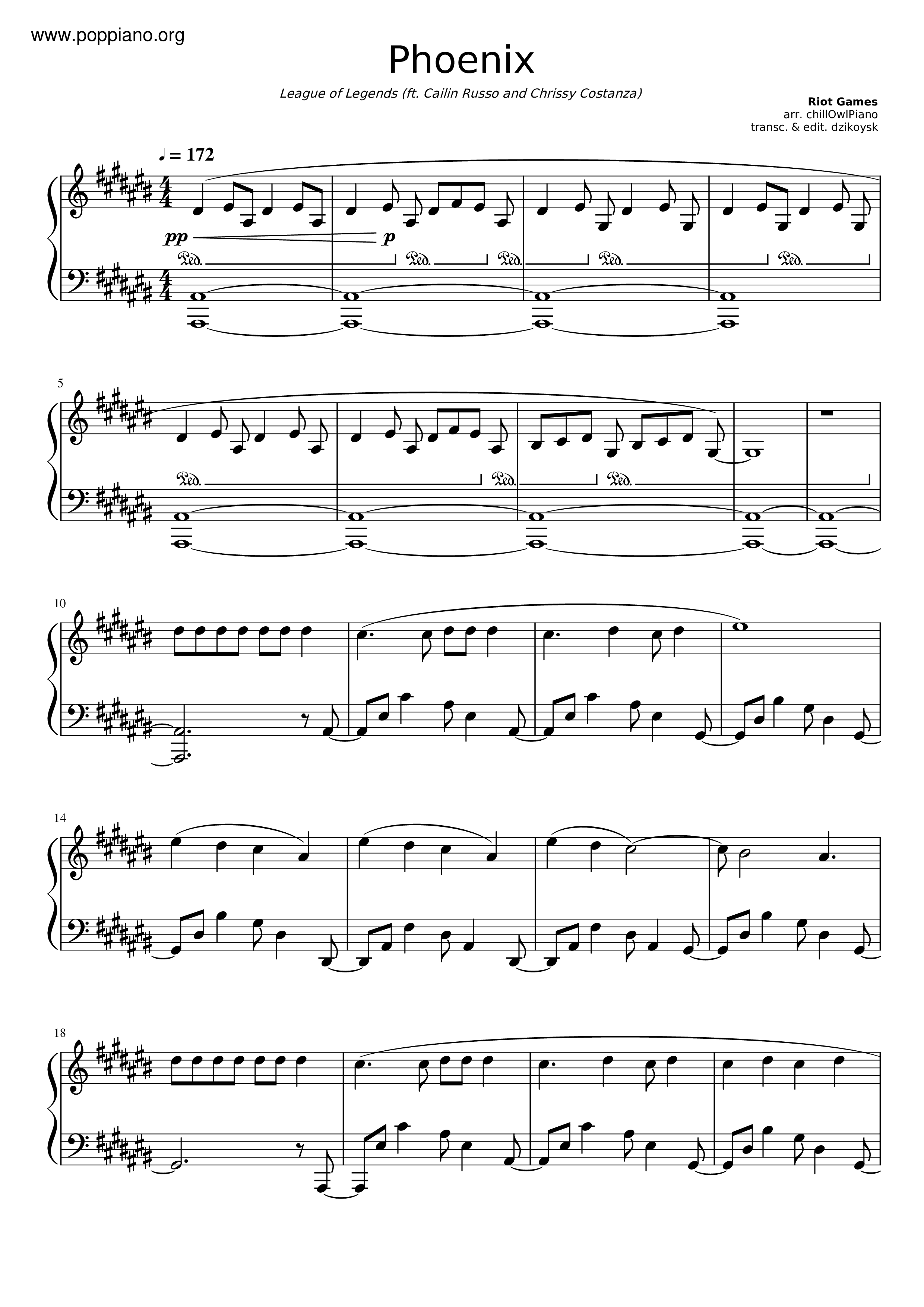 Cailin Russo, Chrissy Costanza-League of Legends ‒ Phoenix Sheet Music ...