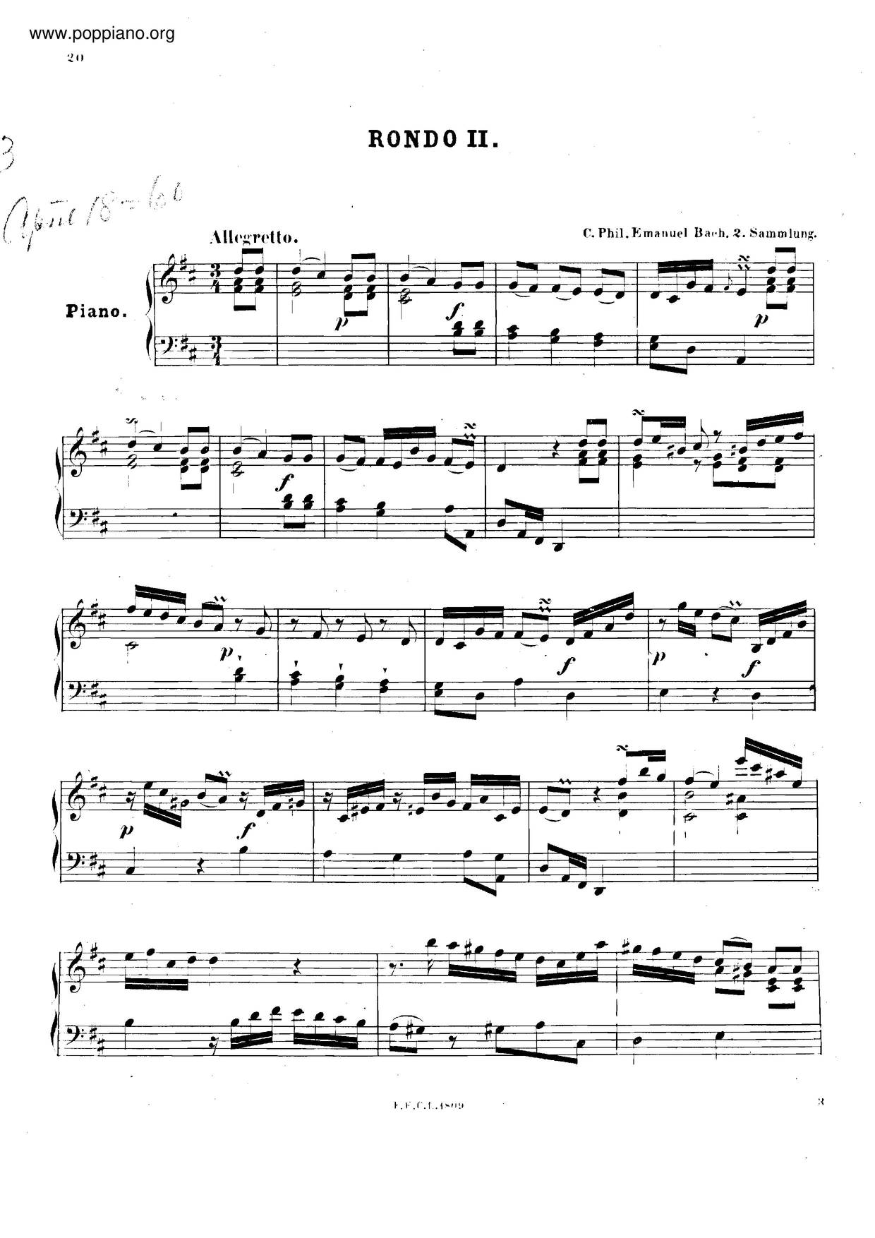 Carl Philipp Emanuel Bach-Rondo In D Major, H.261 Sheet Music pdf, - Free Score Download ★