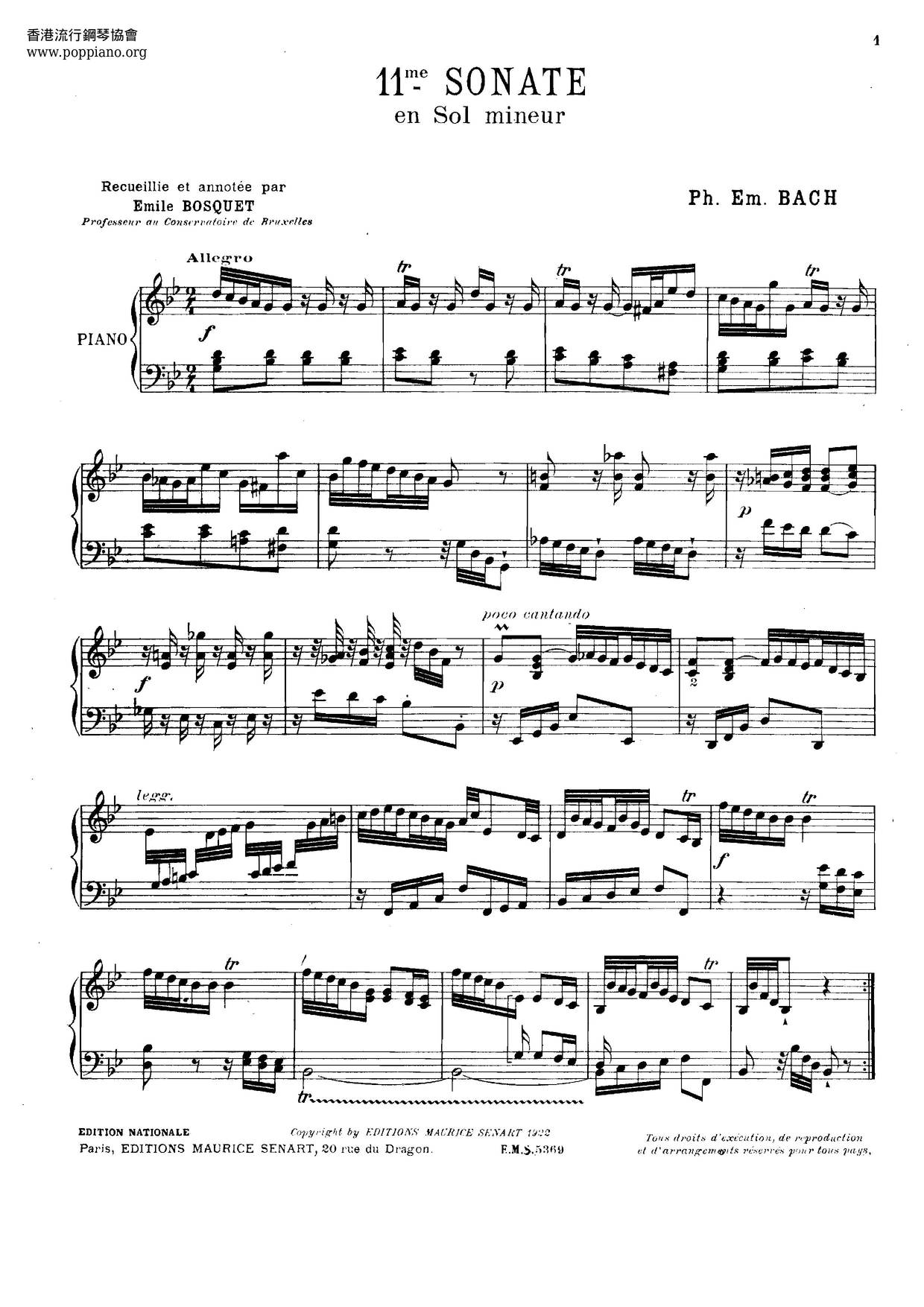 Carl Philipp Emanuel Bach-Keyboard Sonata In G Minor, H.21 Sheet Music pdf, - Free Score Download ★