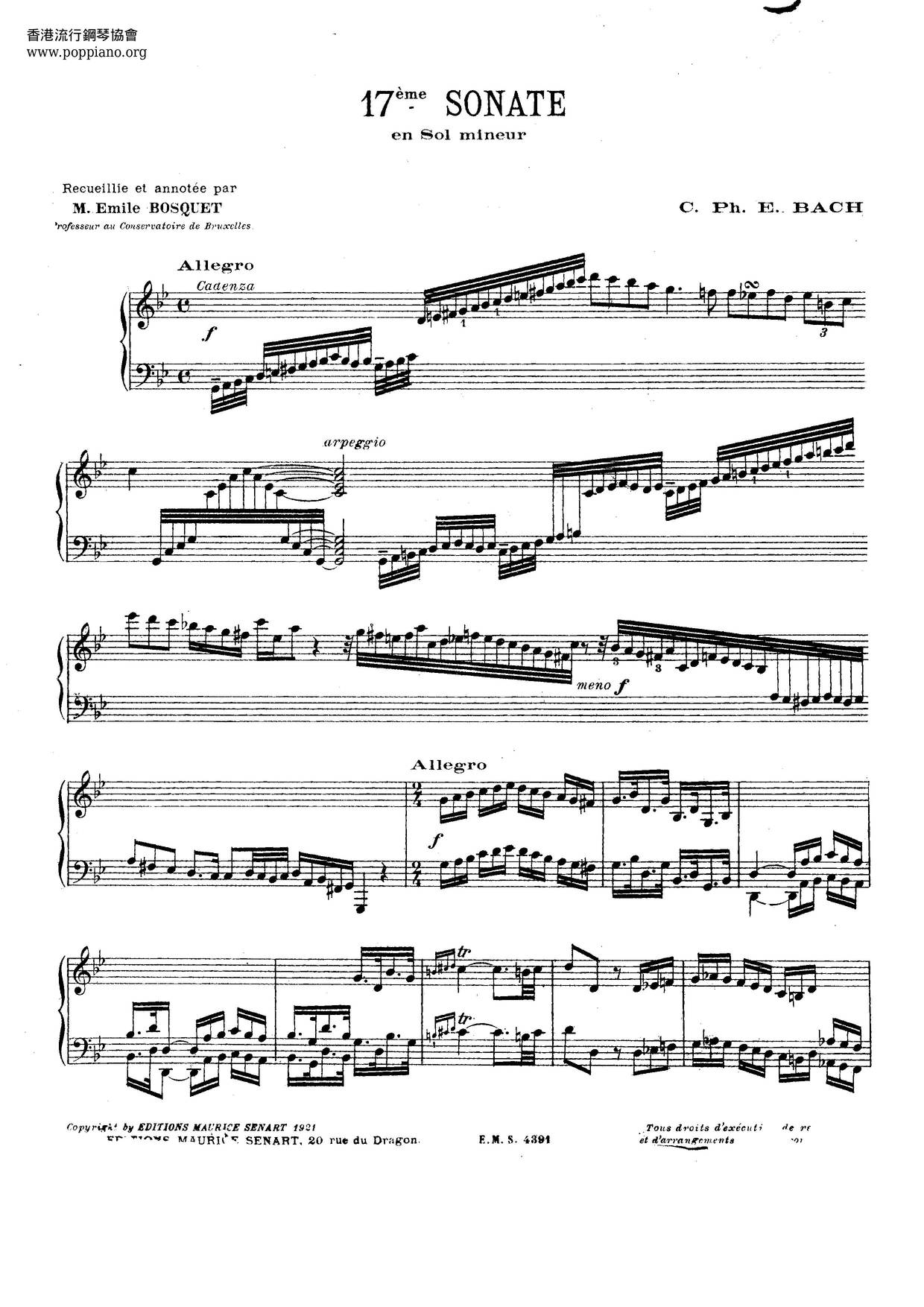 Carl Philipp Emanuel Bach-Keyboard Sonata In G Minor, H.47 Sheet Music pdf, - Free Score Download ★