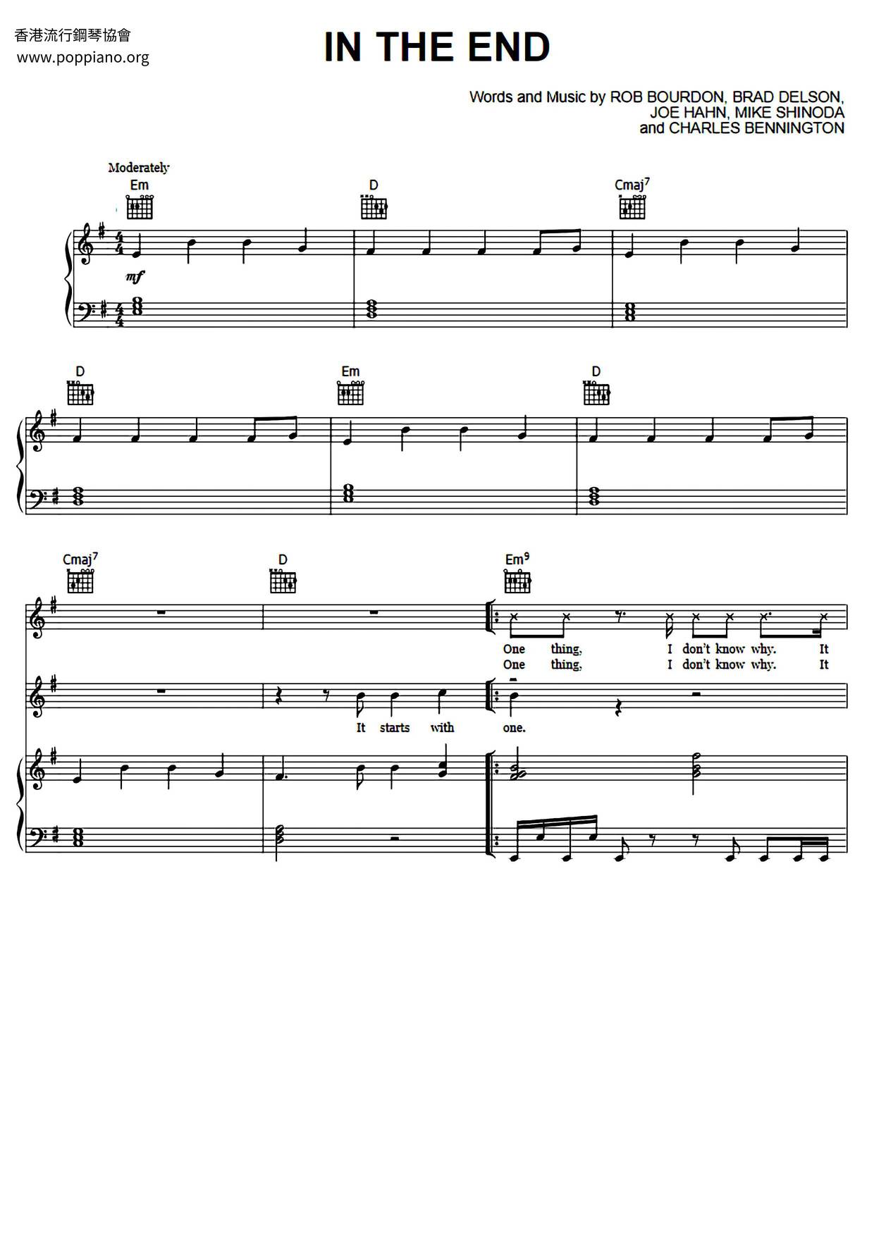 In The End - Sheet Music / Piano Score Free PDF Download - HK Pop Piano ...