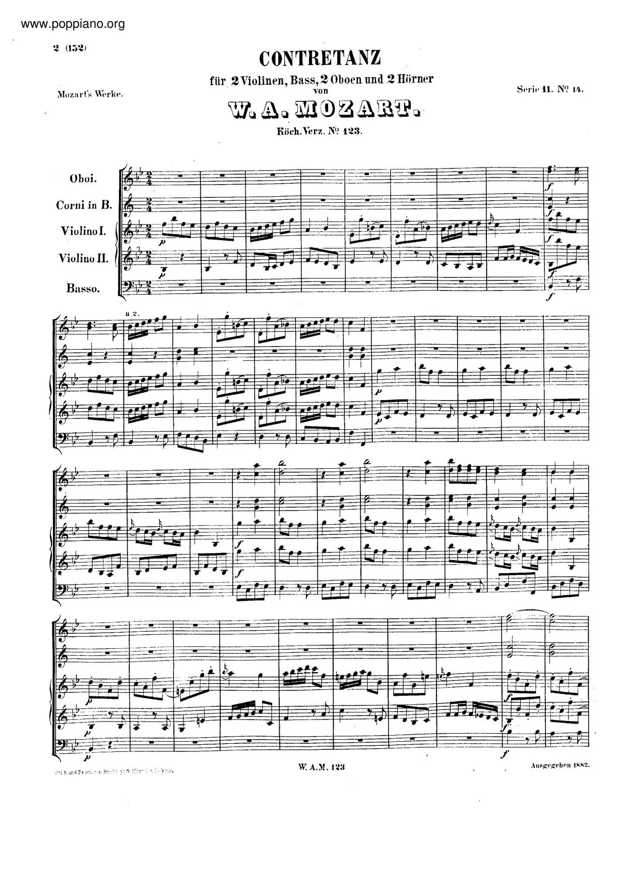 Mozart-Country Dance In B-Flat Major, K. 123/73G Sheet Music pdf ...