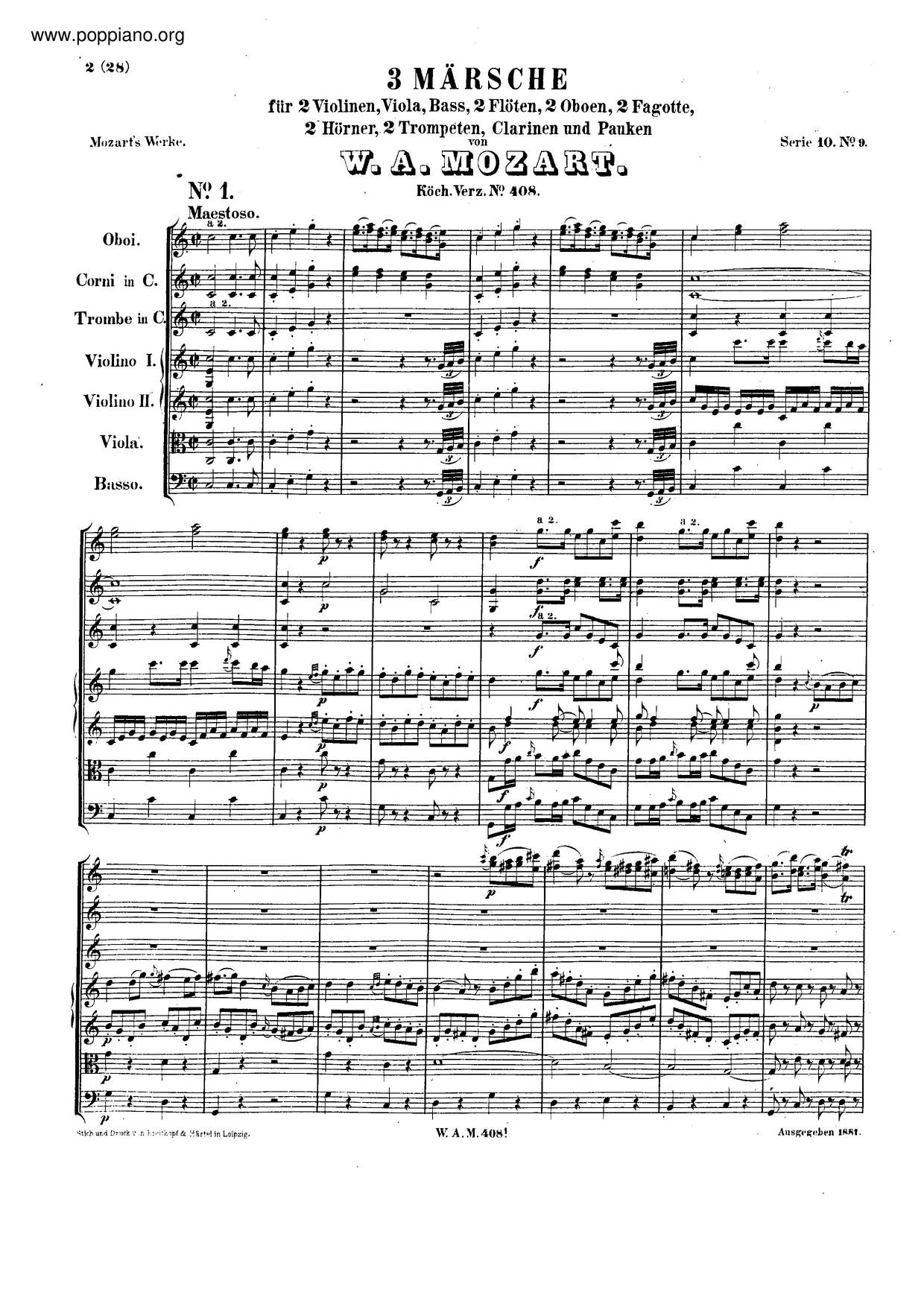 Mozart-3 Marches, K. 408 Sheet Music pdf, - Free Score Download ★