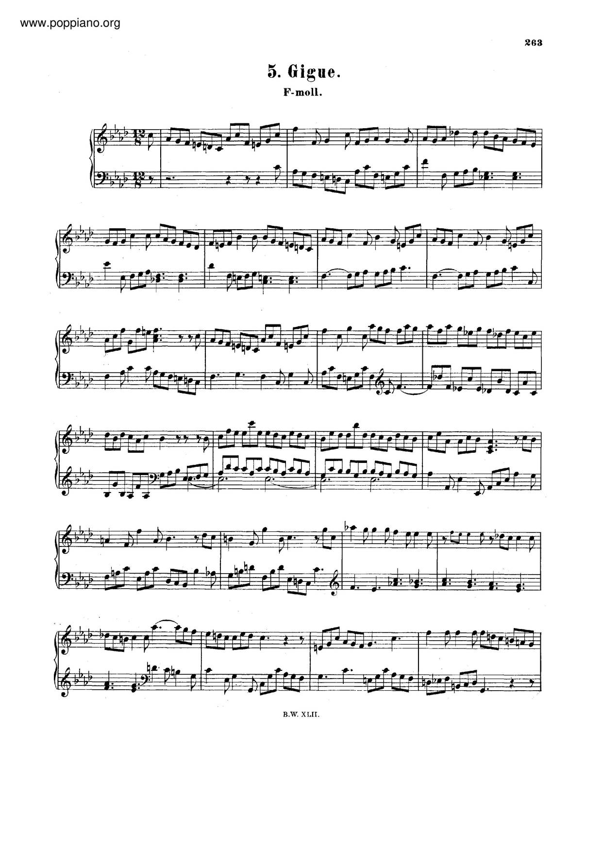 Bach-Gigue In F Minor, BWV 845 Sheet Music pdf, - Free Score Download ★