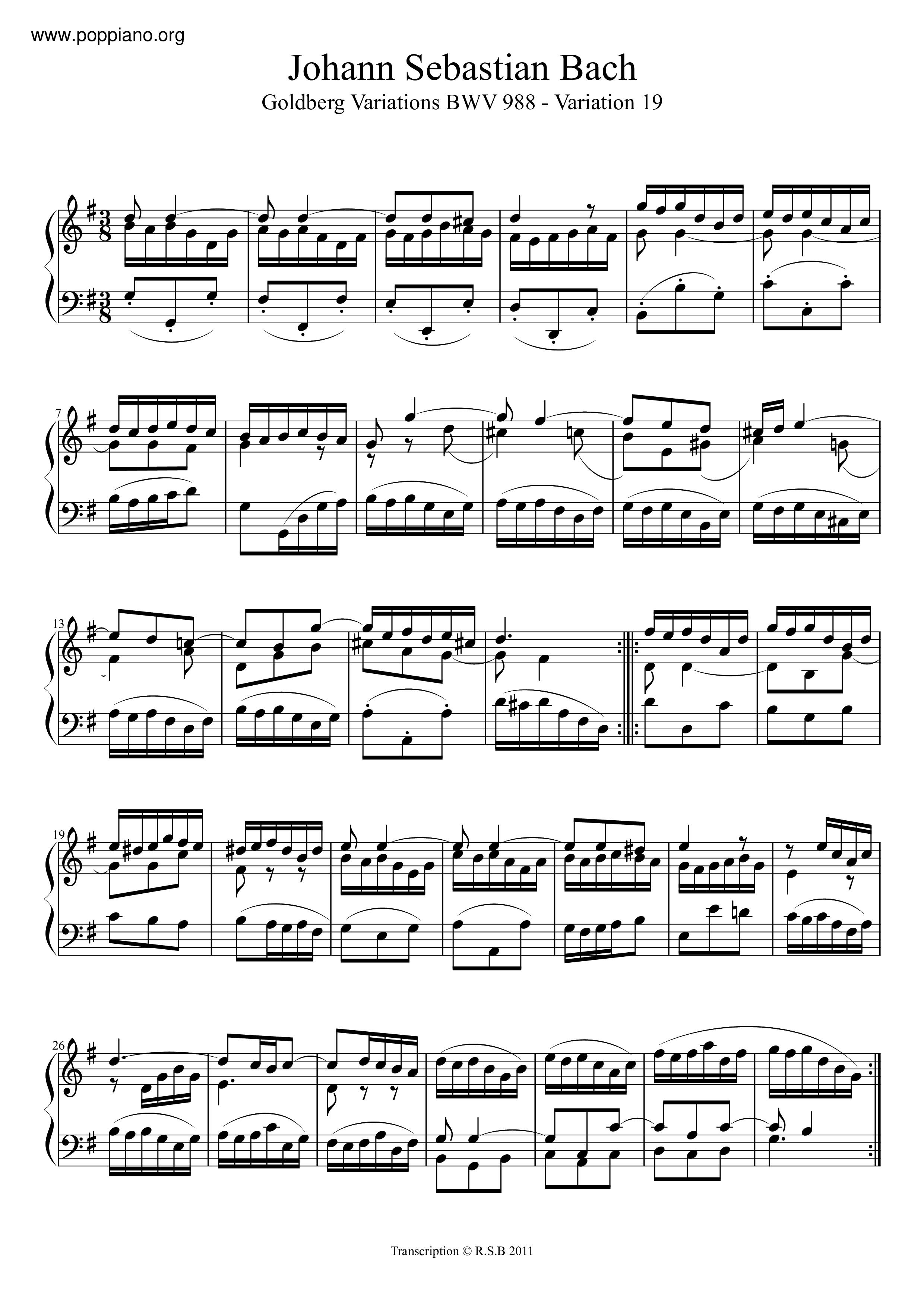 Bach-Goldberg Variations, BWV 988 Sheet Music pdf, - Free Score Download ★