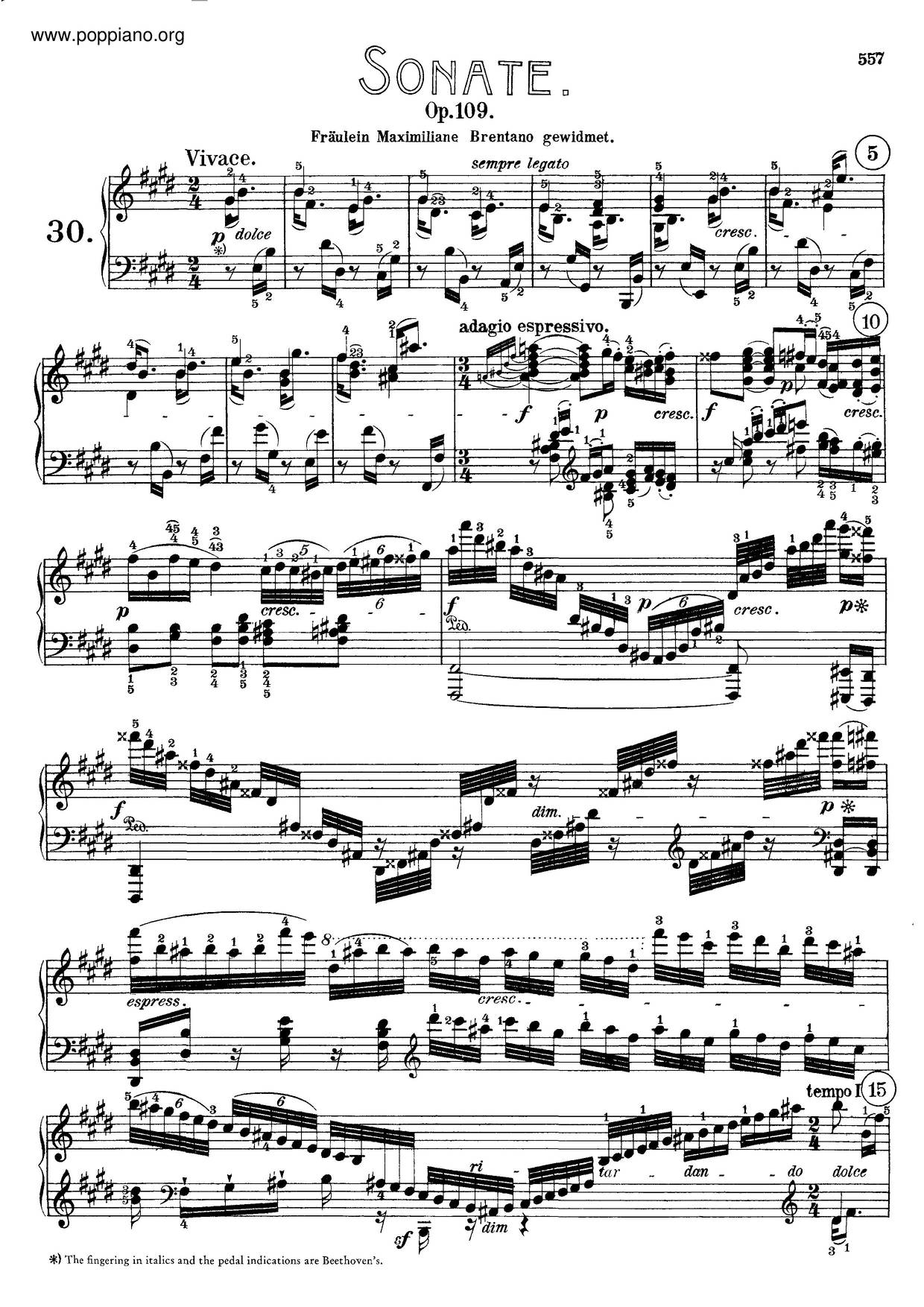 Beethoven-Piano Sonata No. 30 In E Major, Op. 109 Sheet Music pdf, (ベートーベン) - Free Score Download ★