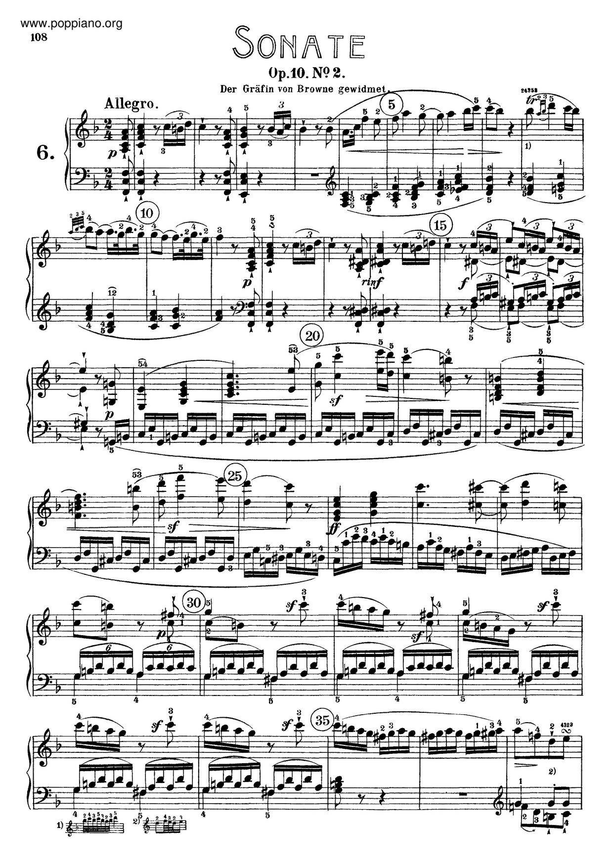 ★Ludwig Van Beethoven - Piano Sonata No. 6 In F Major, Op. 10 No. 2 ピアノ譜pdf- 香港ポップピアノ協会 無料PDF楽譜 ...
