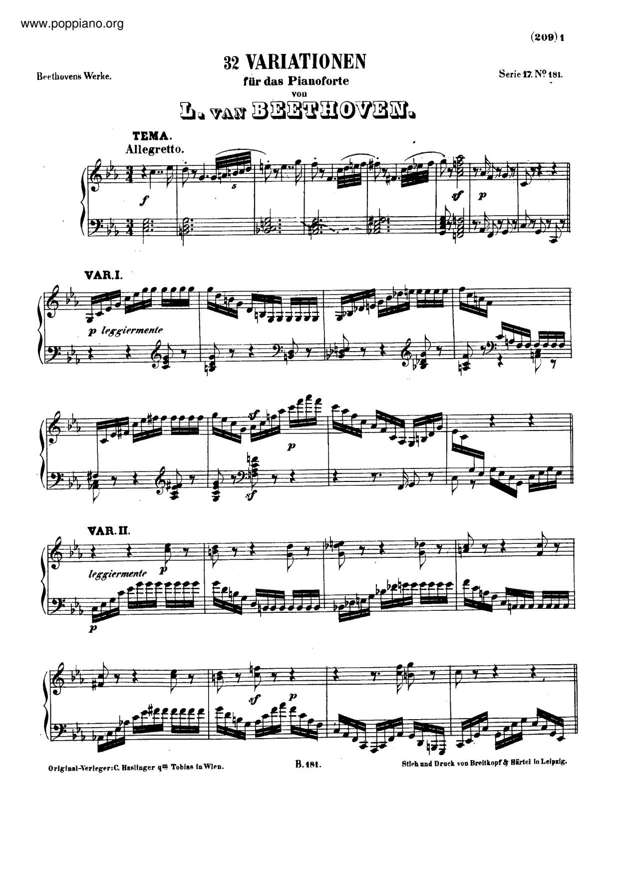 Ludwig Van Beethoven-32 Variations In C Minor, WoO 80 Sheet Music pdf ...