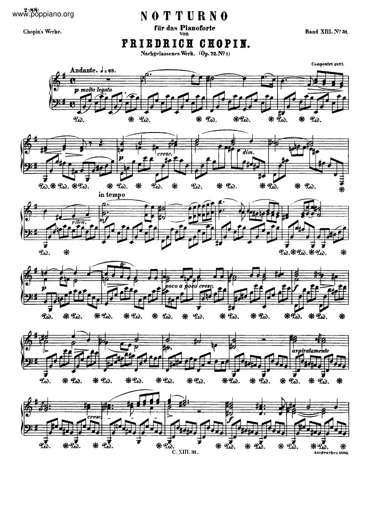 Chopin-Nocturne In E Minor, Op. Posth. 72 Sheet Music pdf, - Free Score Download ★