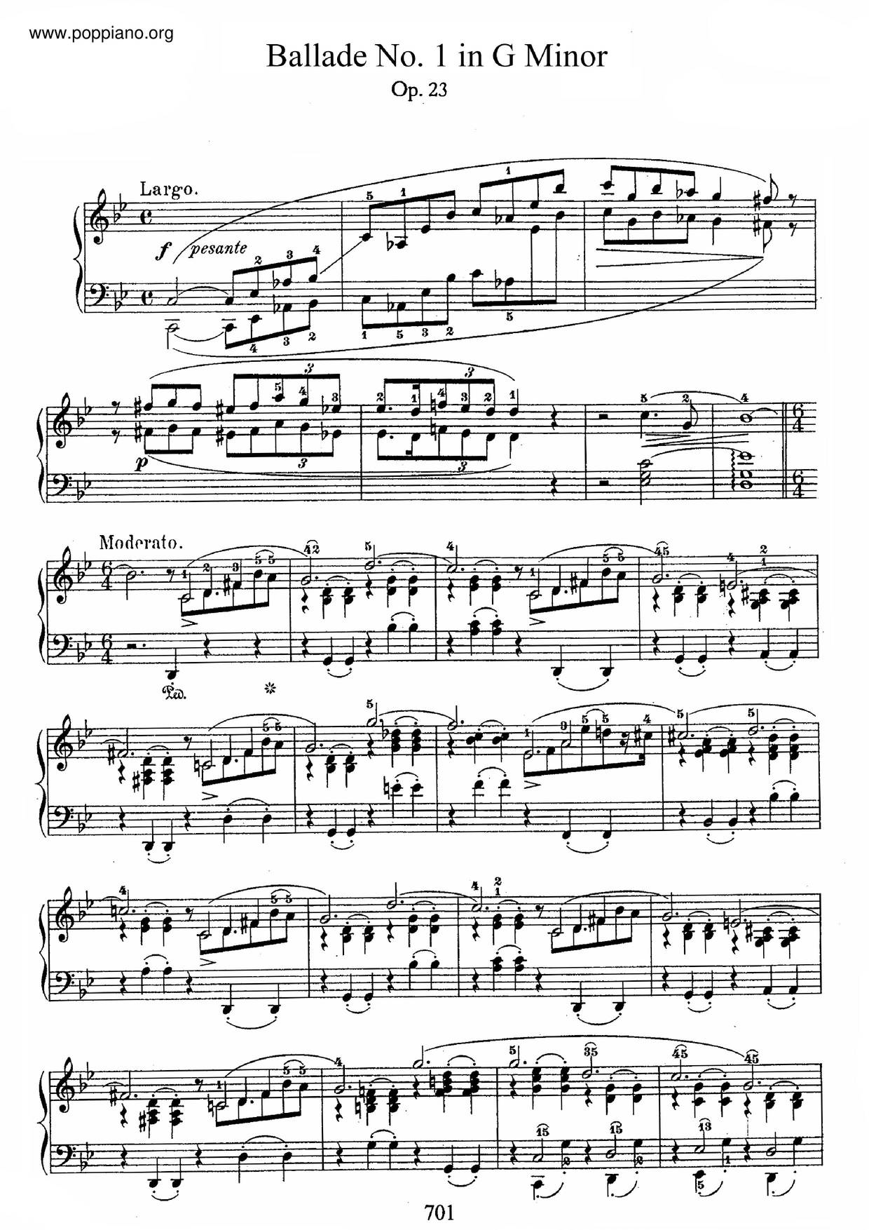 Chopin-Ballade No. 1, Op. 23 Sheet Music pdf, - Free Score Download ★