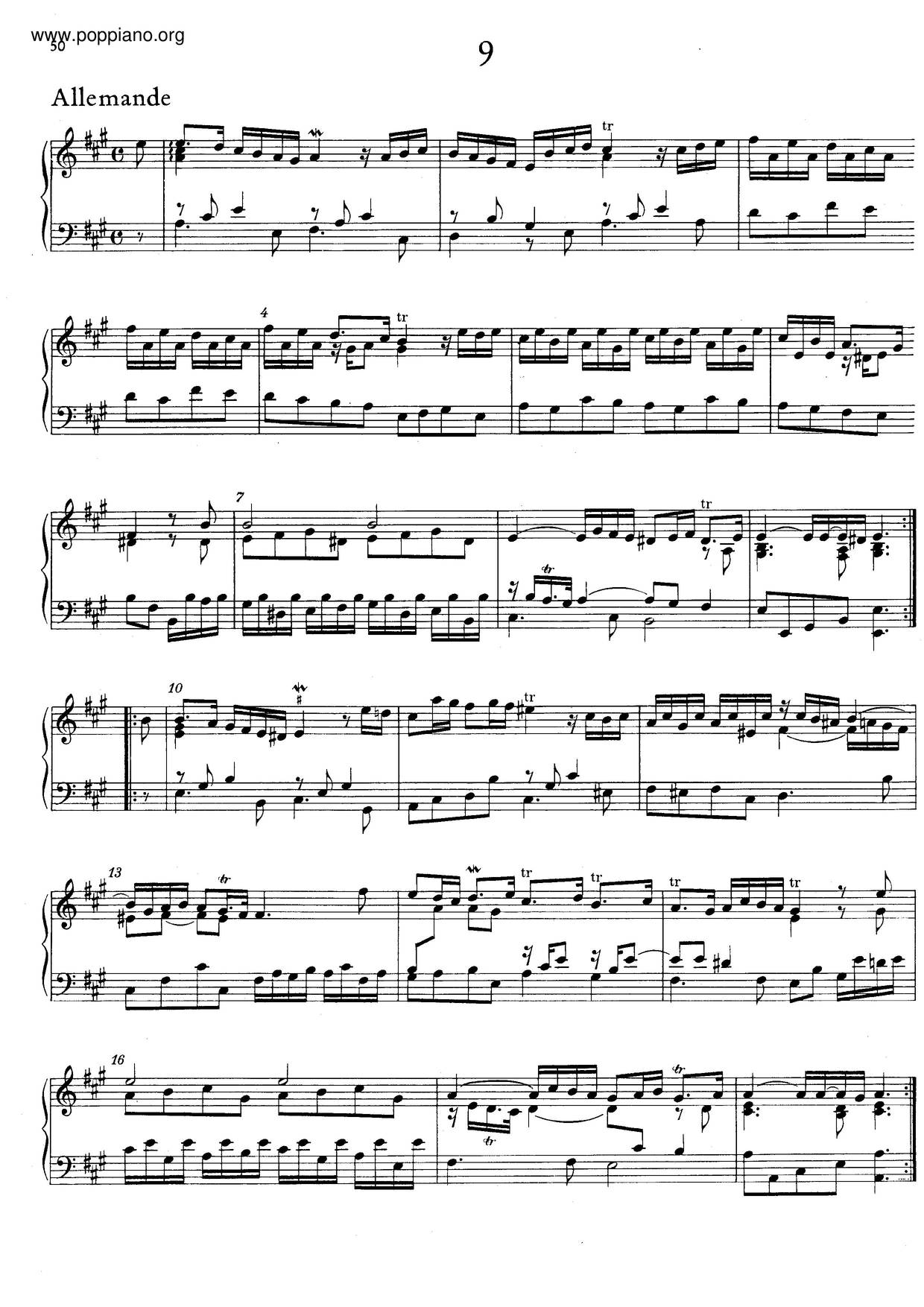 Georg Friedrich Handel-Allemande In A Major, HWV 477 Sheet Music pdf ...